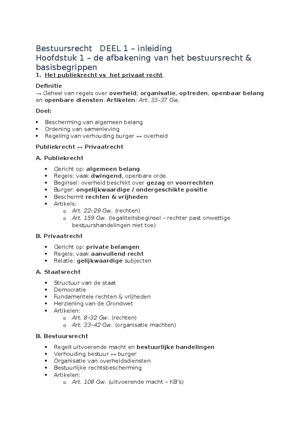 Bestuursrecht DEEL 1: Inleiding en Basisbegrippen van het Publiekrecht ...