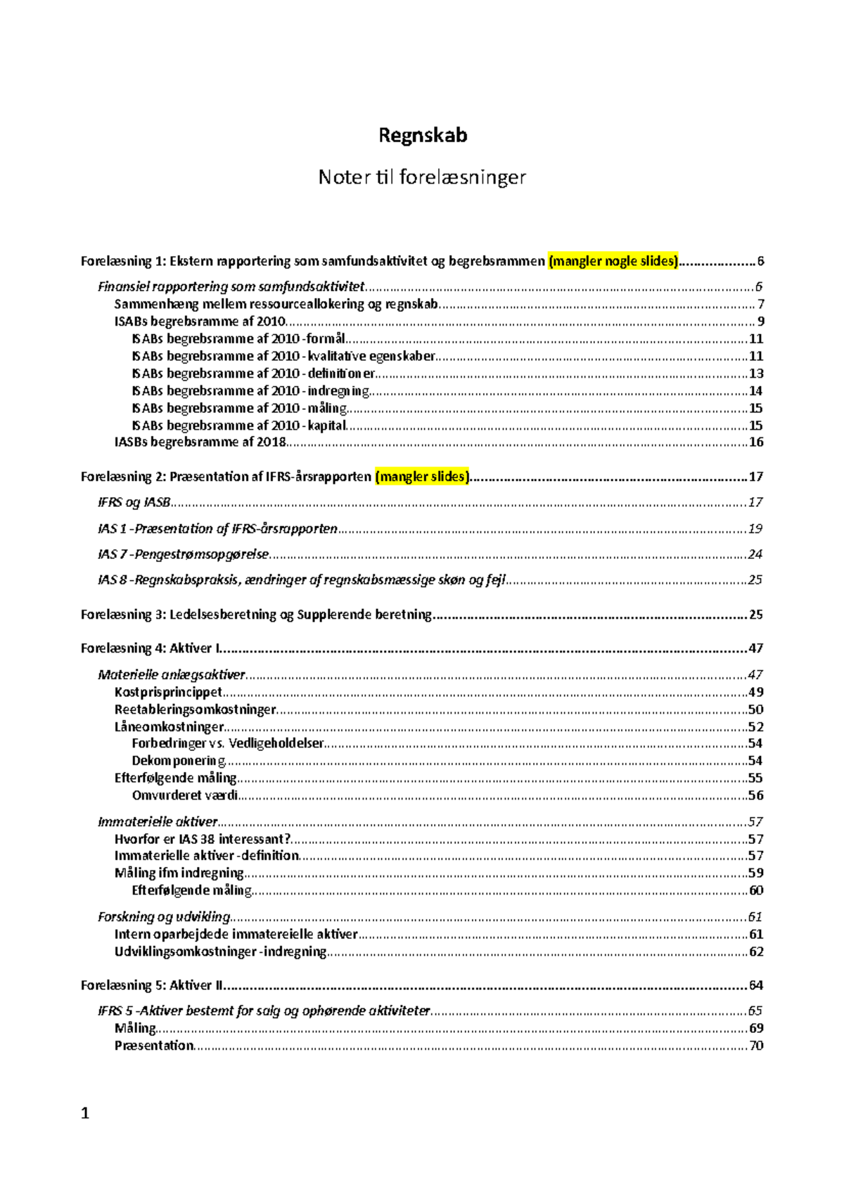 Regnskab 1 -noter til undervisning - Regnskab Forelæsning 1: Ekstern ...