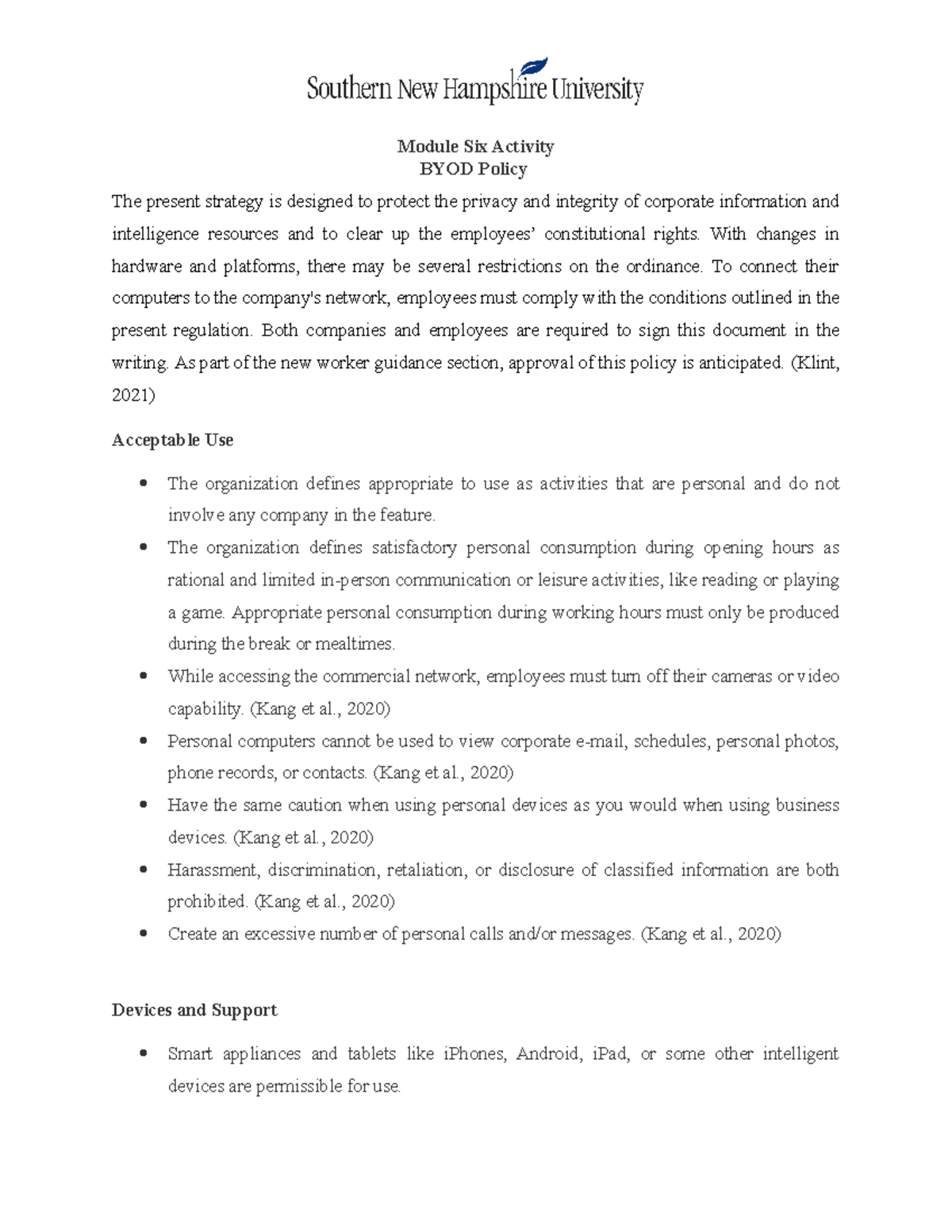 CYB 250 Final Activity: BYOD Policy Overview and Guidelines - Studocu