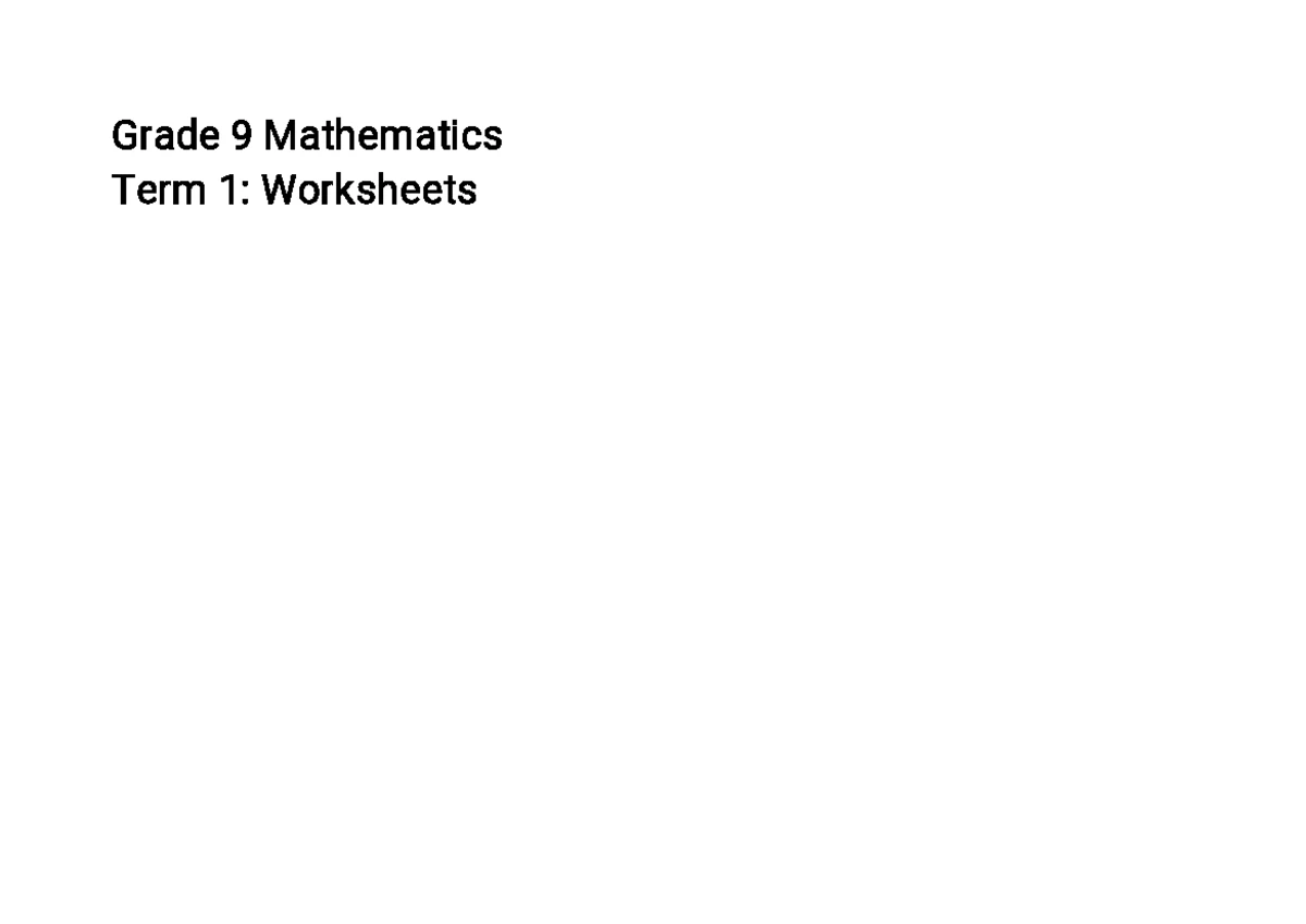 Grade 9 Term 2 Mathematics Worksheets and Revision Assessments - Studocu