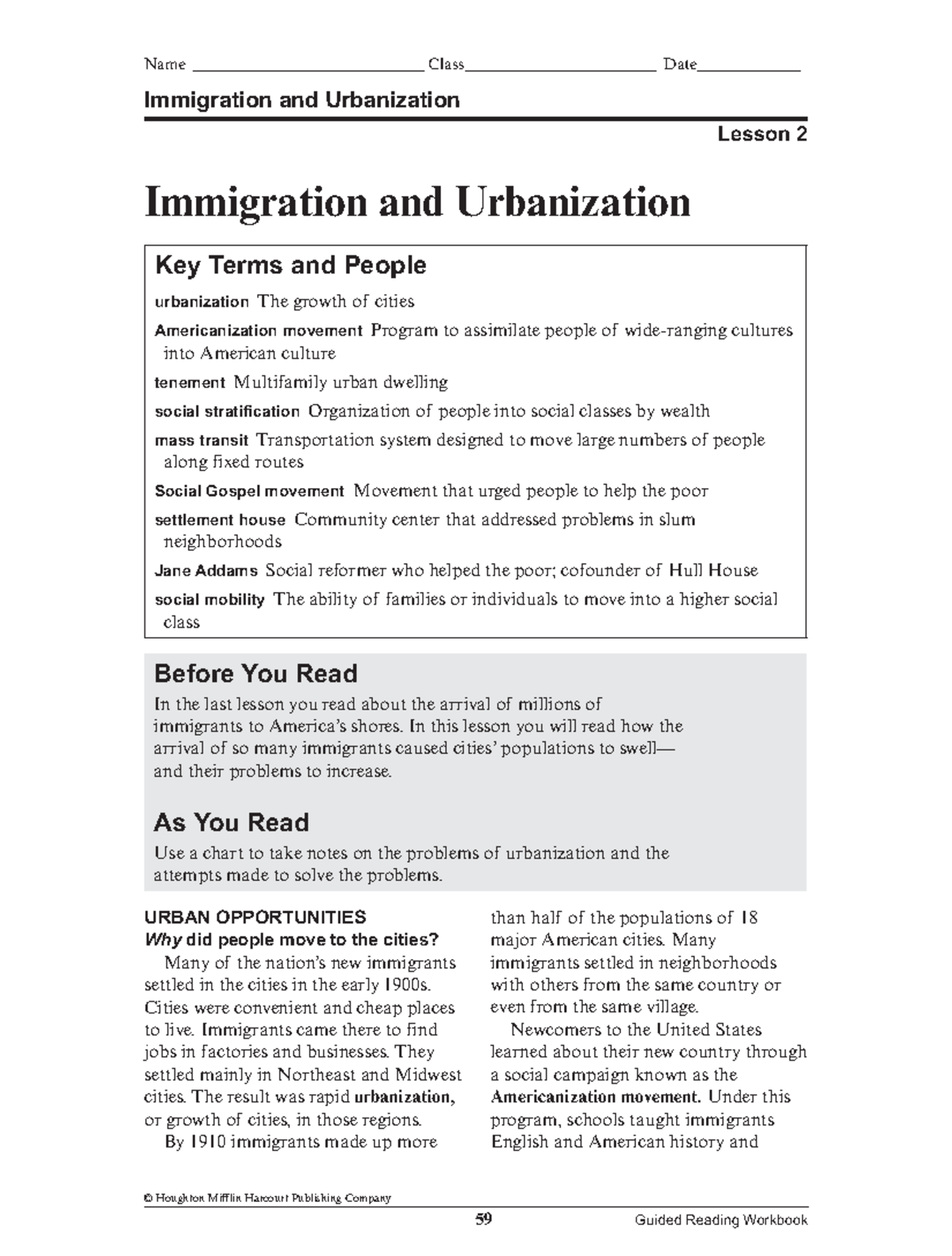 Module 4 Lesson 2 - Immigration and Urbanization Overview - Studocu
