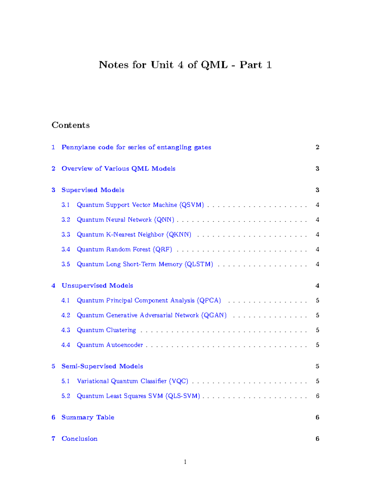 Unit 4 Notes on Quantum Machine Learning Models (QML) - Studocu