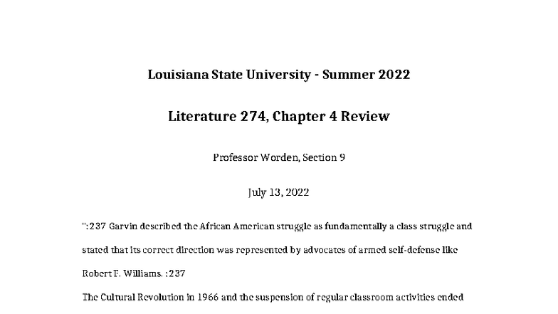Literature 274: Chapter 4 Review on Vicki Garvin's Activism - Studocu