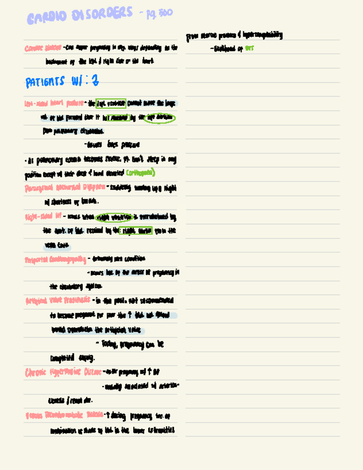 CARDIO DISORDERS 19 500: Heart Diseases in Pregnancy Notes - Studocu