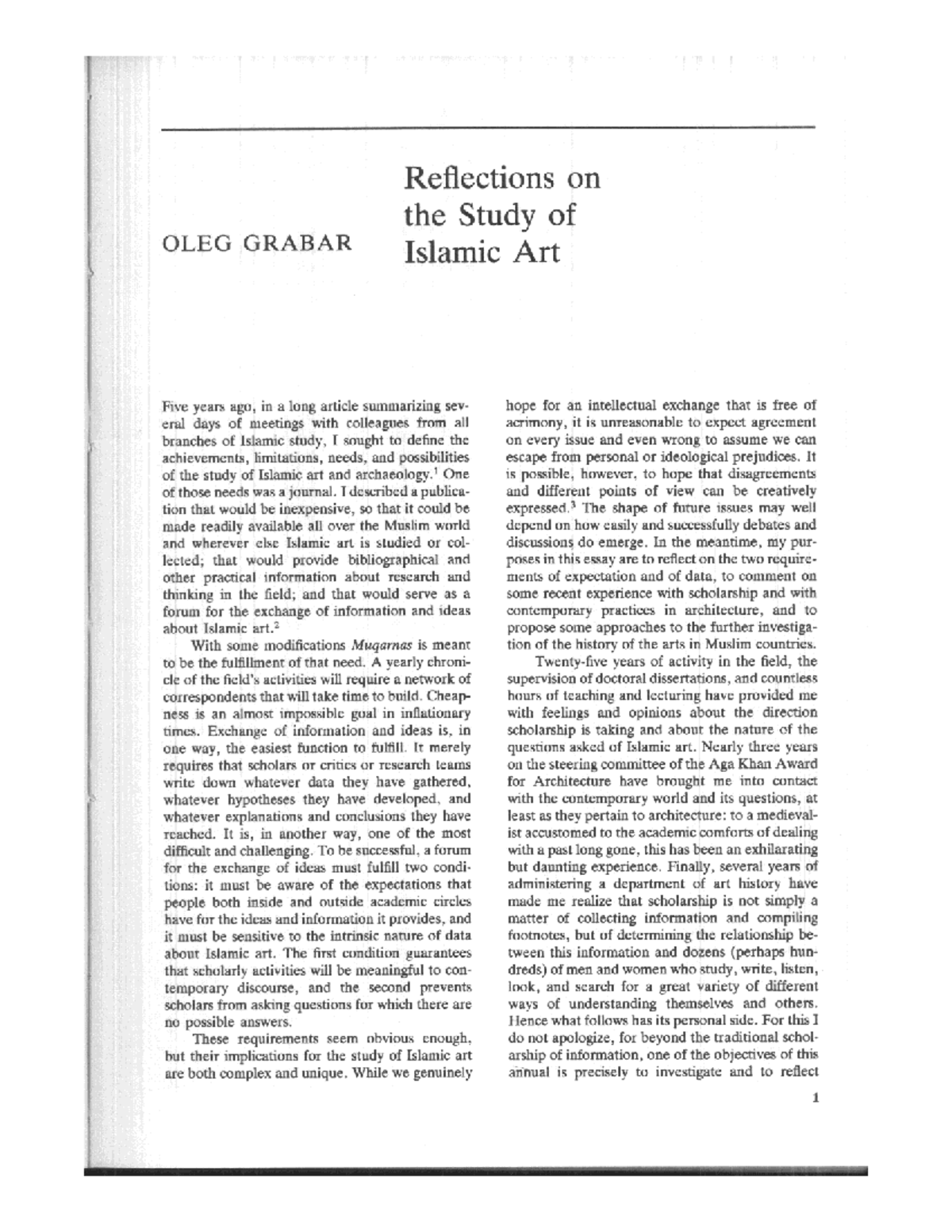 Document Review and Analysis for Islamic Art Studies (OLEG GRABAR ...