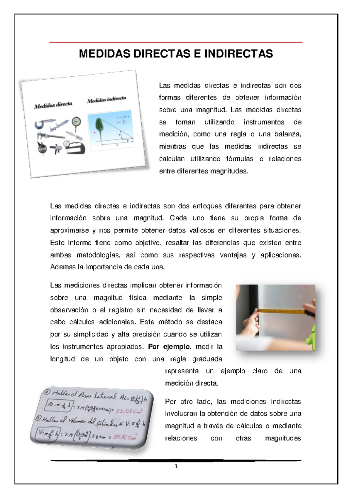 Medidas Directas e Indirectas: Comparativa y Aplicaciones - Studocu