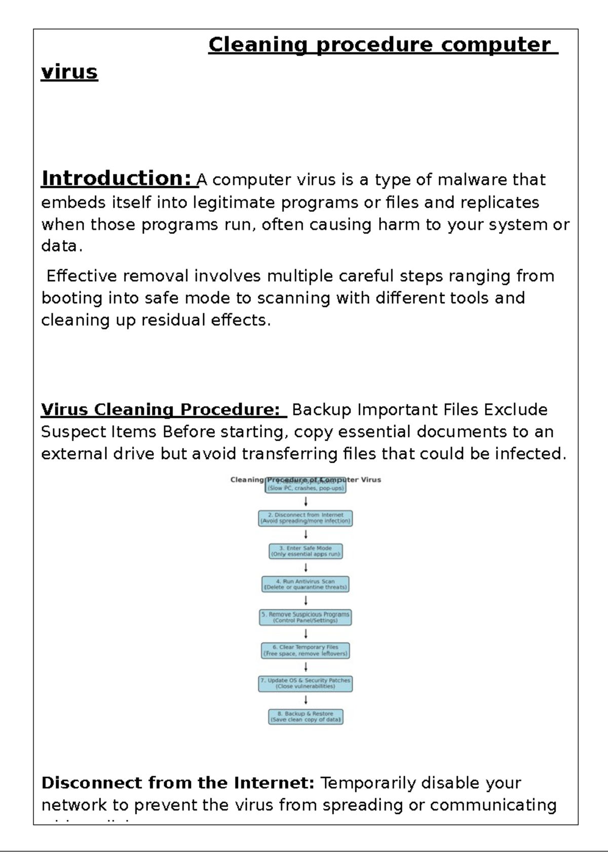 (23PAD050) Computer Virus Cleaning Procedure: Step-by-Step Guide - Studocu