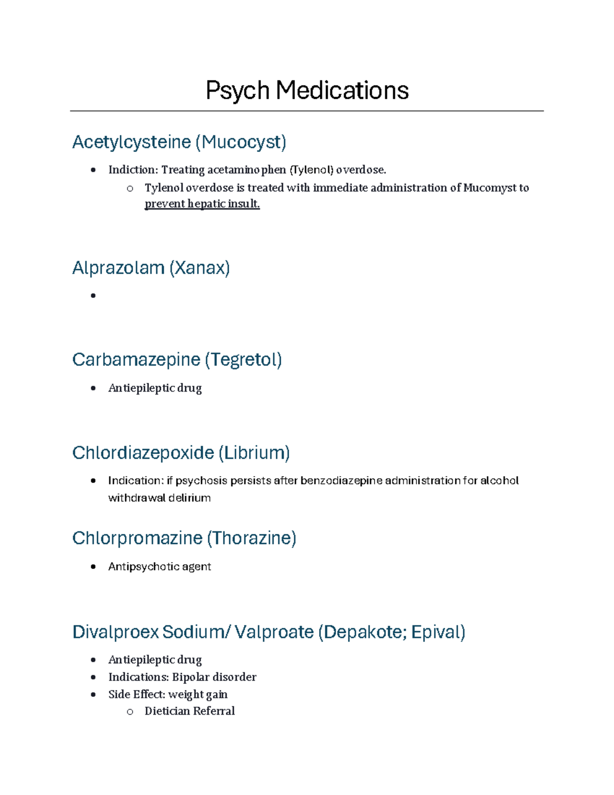 Psych Medications Overview: Key Treatments & Indications - Studocu
