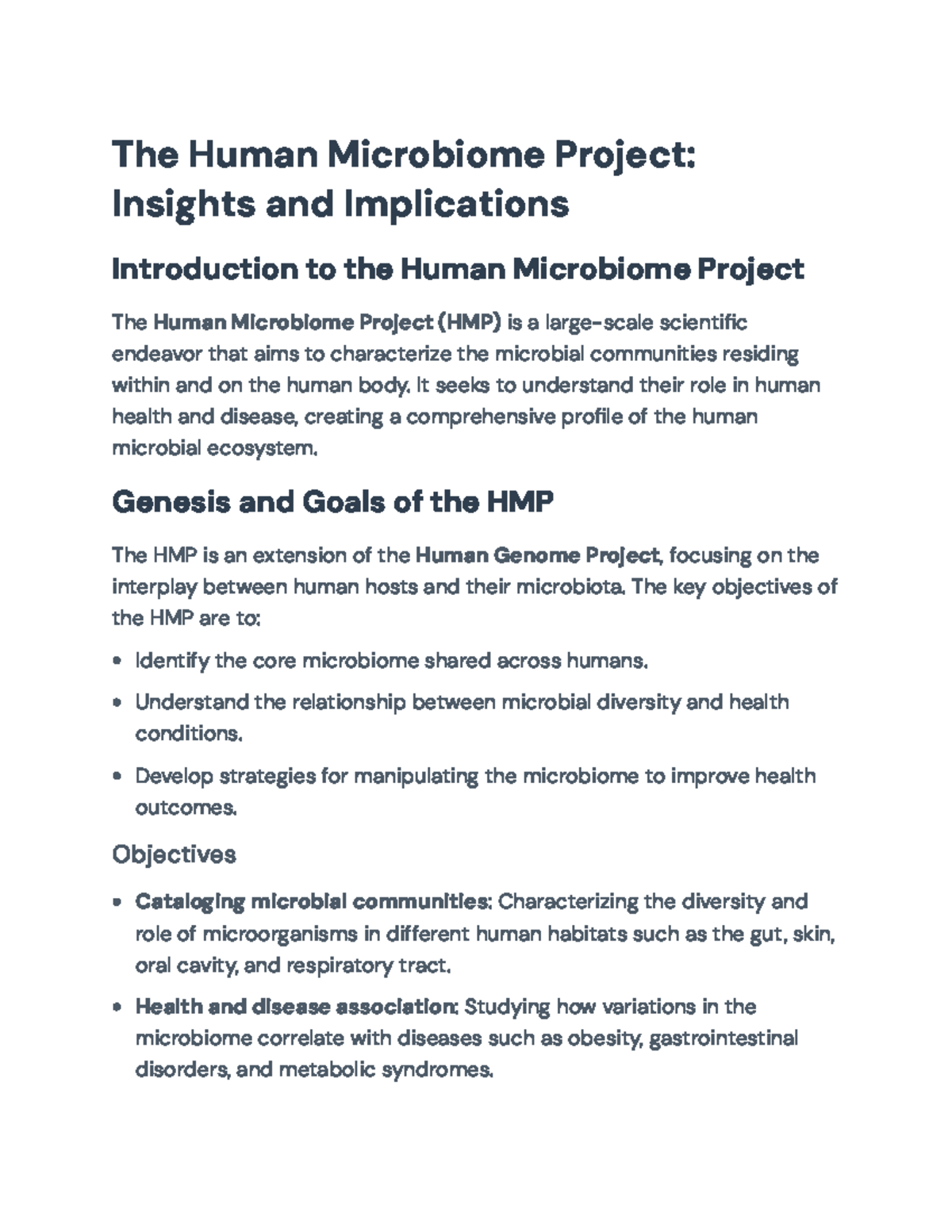 The Human Microbiome Project (HMP): Insights, Goals & Health ...