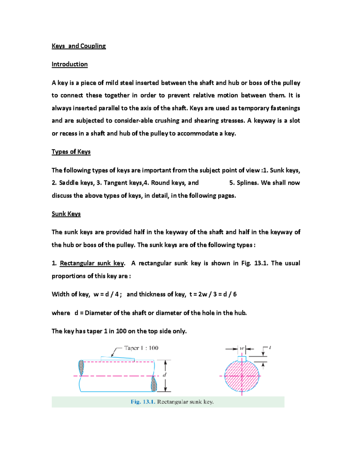Keys and coupling lecture machine design - Keys and Coupling ...
