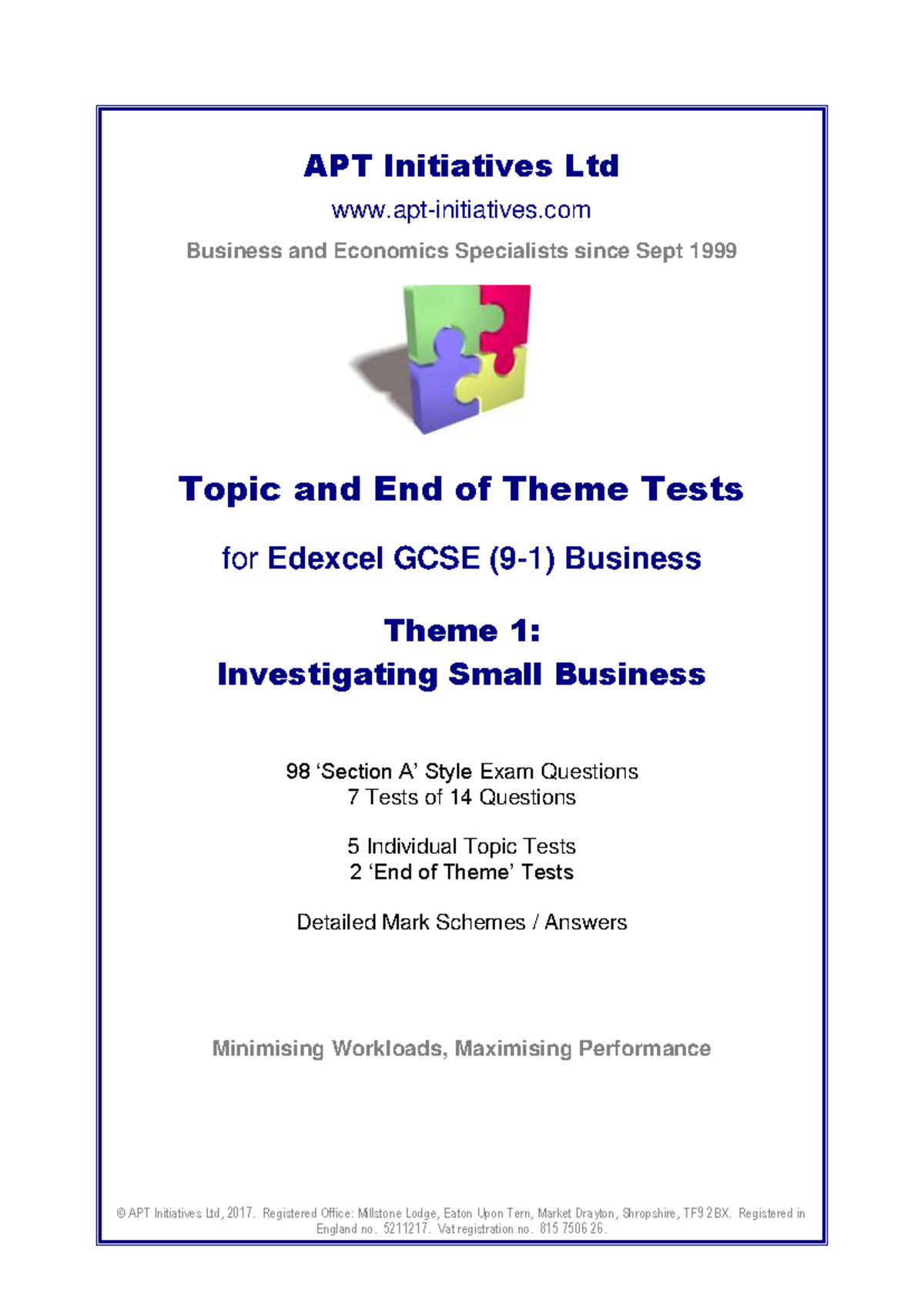 APT Test - Edexcel GCSE (9-1) Business Theme 1 Assessment - Studocu