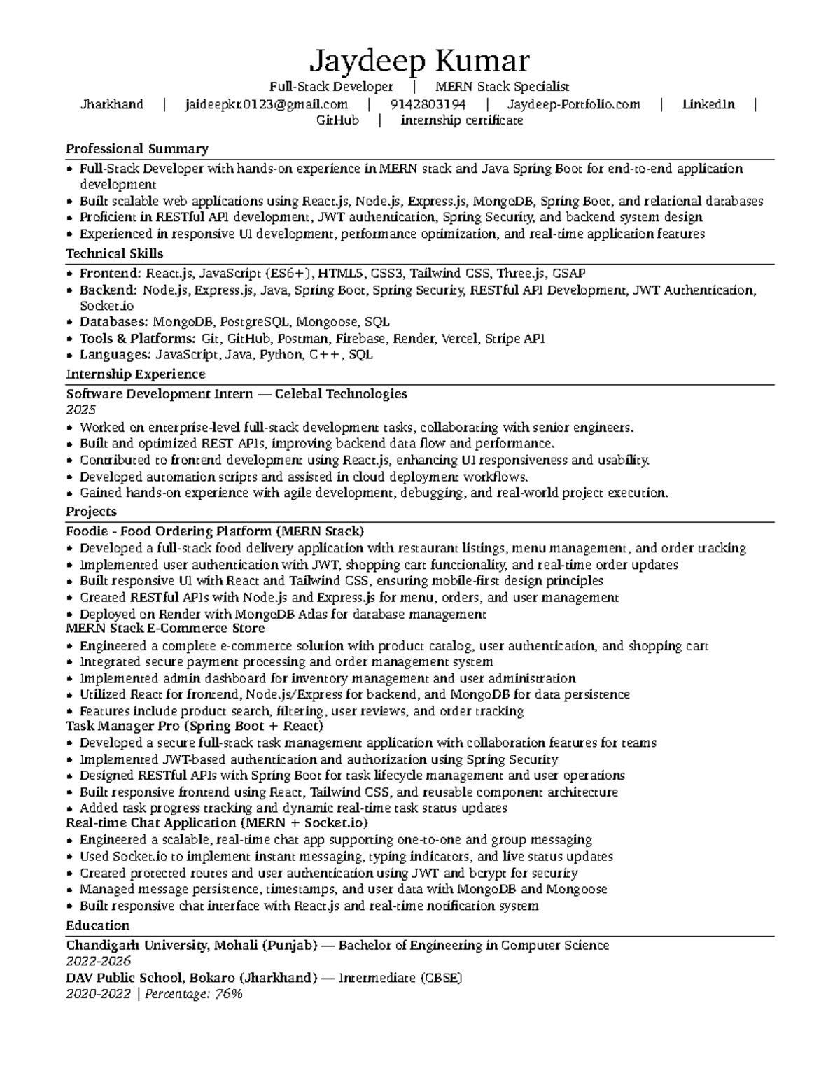 22BCS14431 - MERN Stack Developer Internship Certificate Summary - Studocu