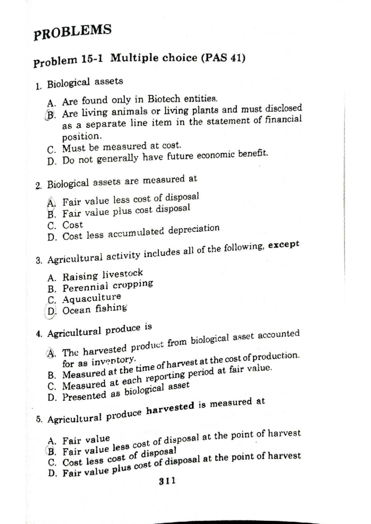 Multiple Choice Questions on Biological Assets (PAS 41 & IFRS) - Studocu