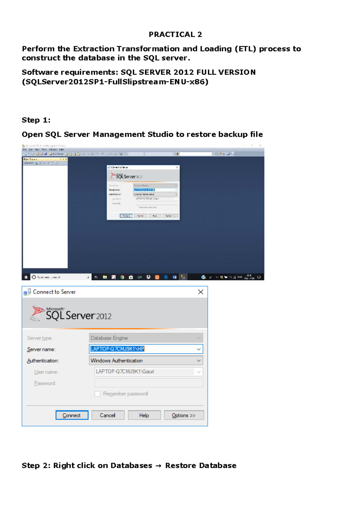 PRACTICAL 2: ETL Process for SQL Server Database Construction - Studocu