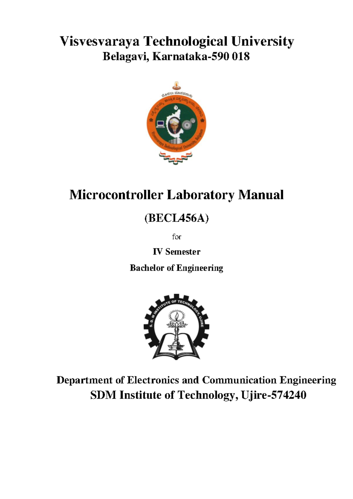 BECL456A - Microcontroller Lab Manual for 4th Sem Engineering - Studocu