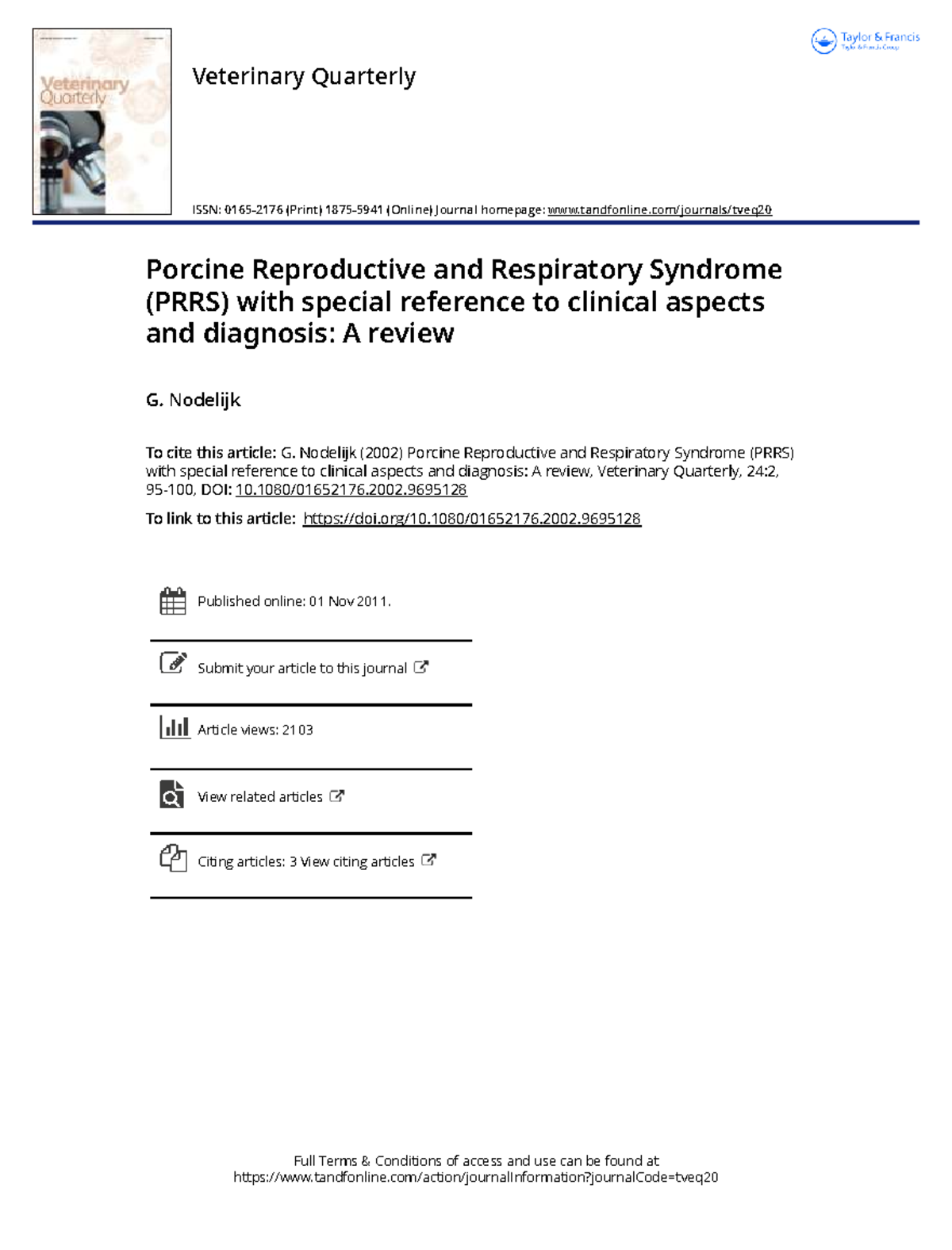 Porcine Reproductive and Respiratory Syndrome (PRRS): Clinical Aspects ...