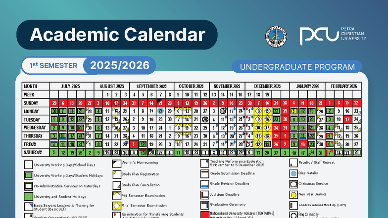 Undergraduate Academic Calendar 1st Semester 2025-2026 - Studocu