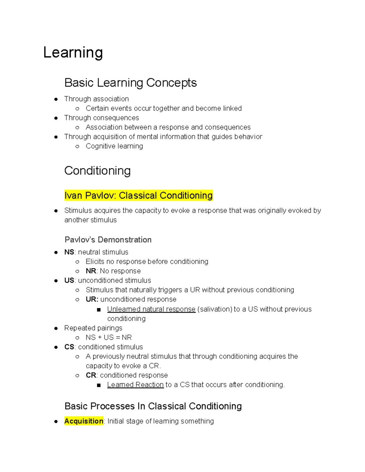 Psychology 101: Memory Processes, Conditioning, and Learning Techniques ...