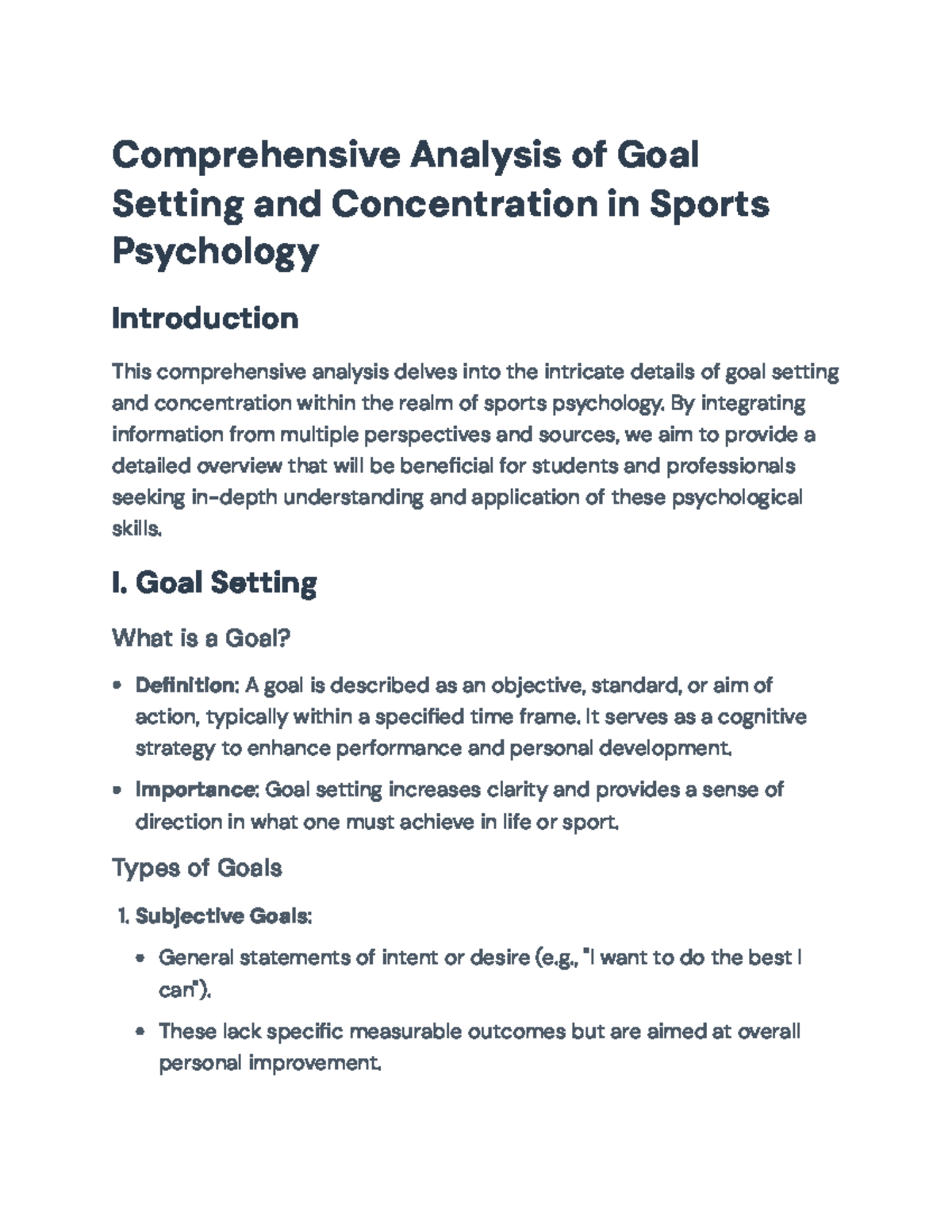 Comprehensive Study on Goal Setting & Concentration in Sports Psy 101 ...