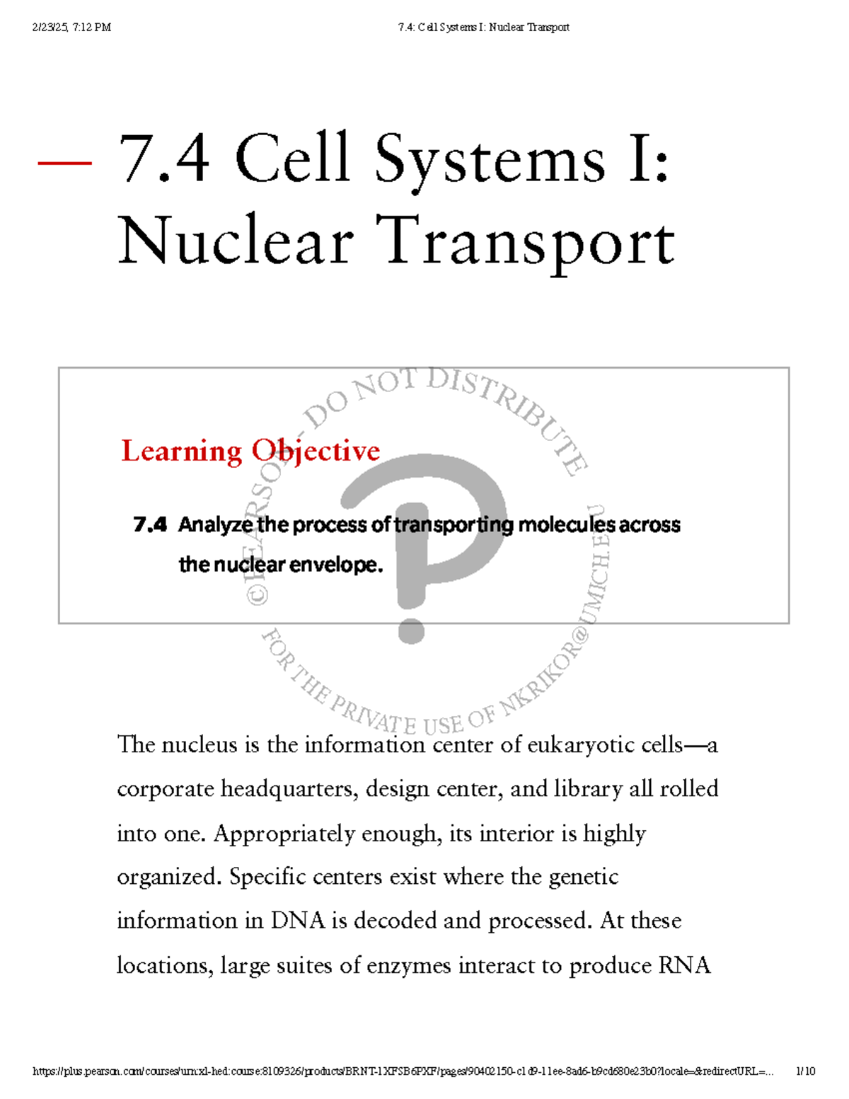Cell Systems I: Understanding Nuclear Transport Mechanisms - 7 Cell ...