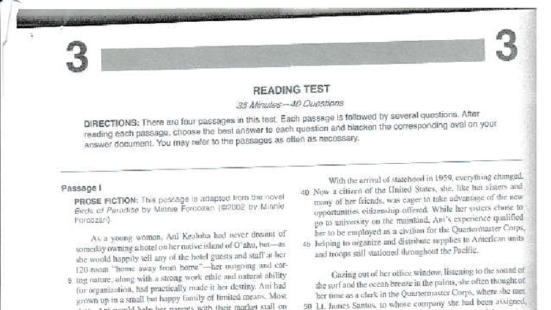 ACT Reading Test #4 - Practice Questions and Passages - Studocu
