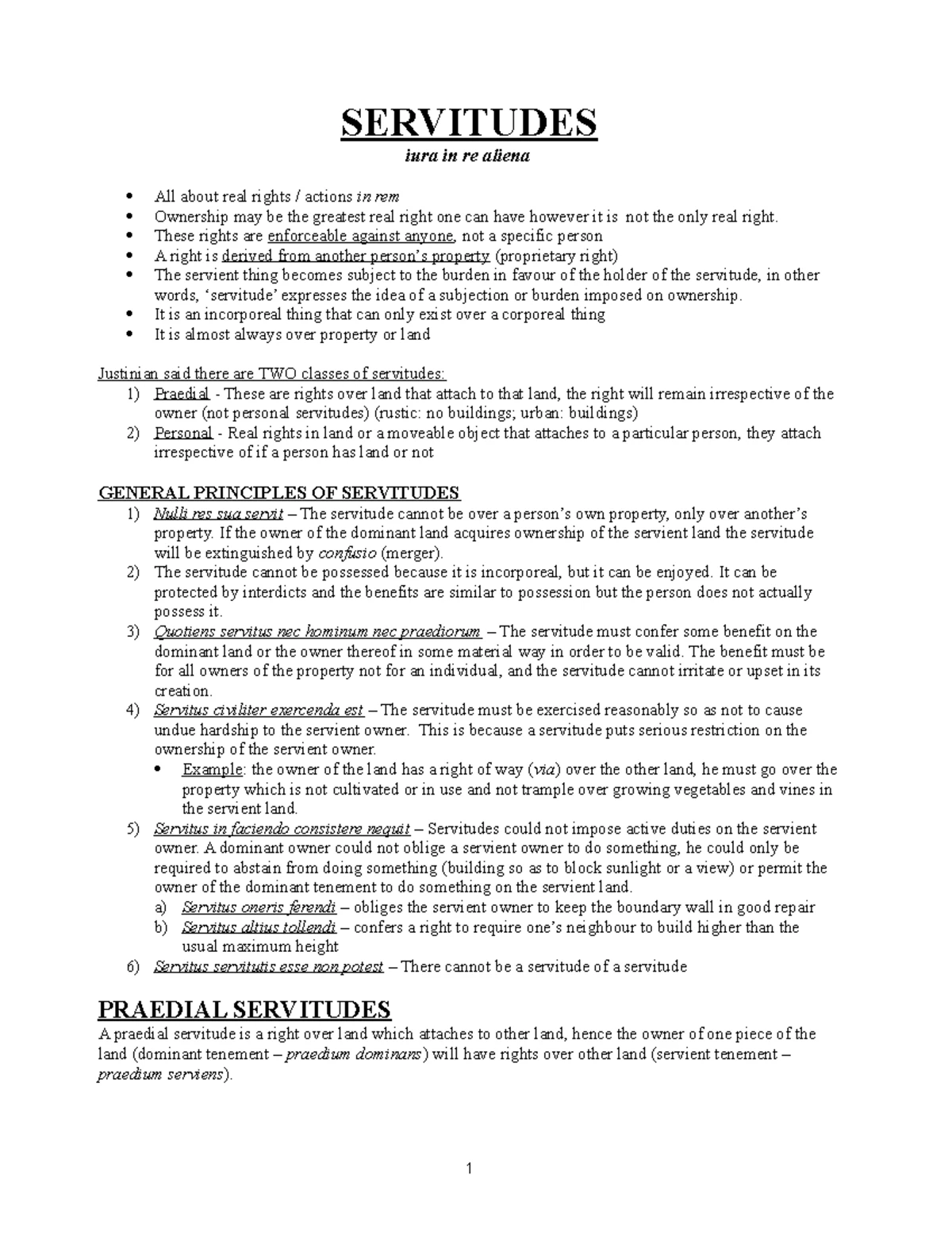 04.03. Servitudes - Summary The Principles of the Law of Property in ...