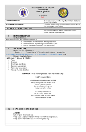 Lesson Plan Elements of Story - GRADE 8 DAILY LESSON PLAN Region XI ...