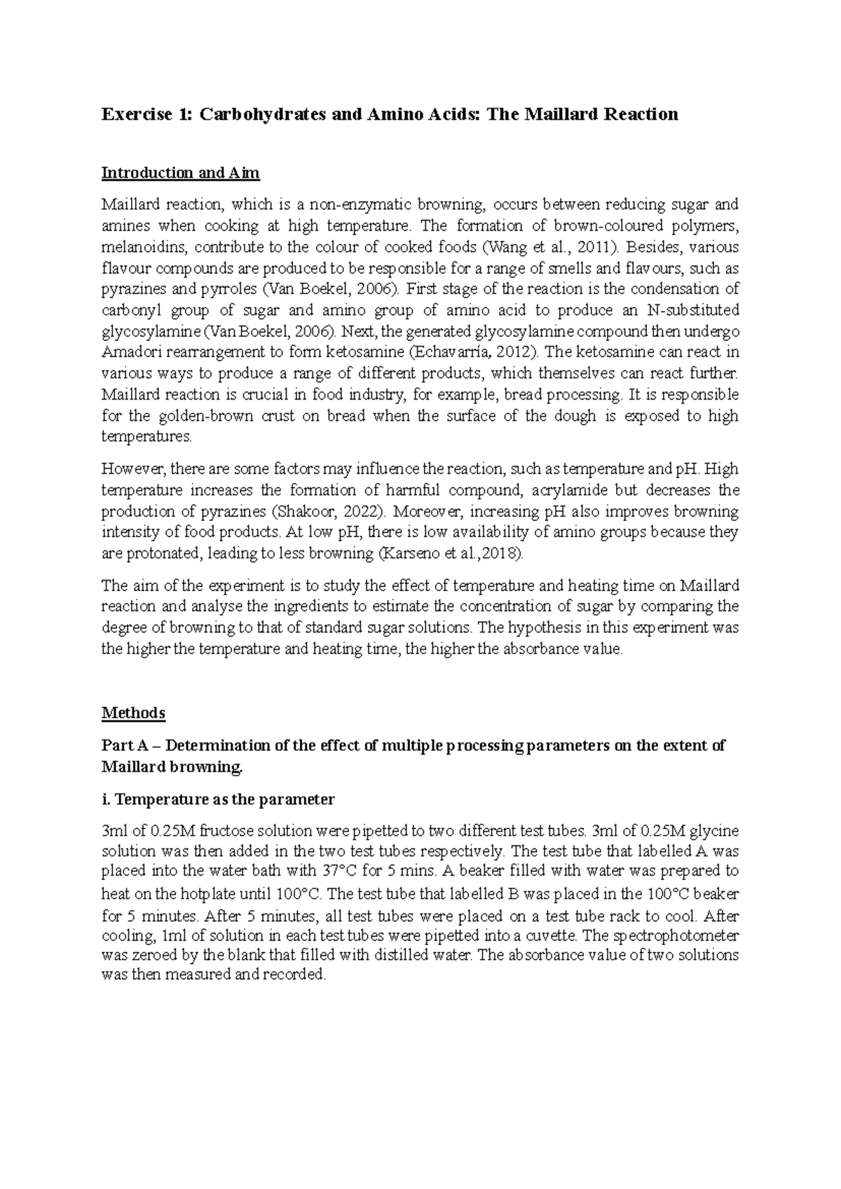 CHM2962 Lab Report 1: Investigating the Maillard Reaction in ...