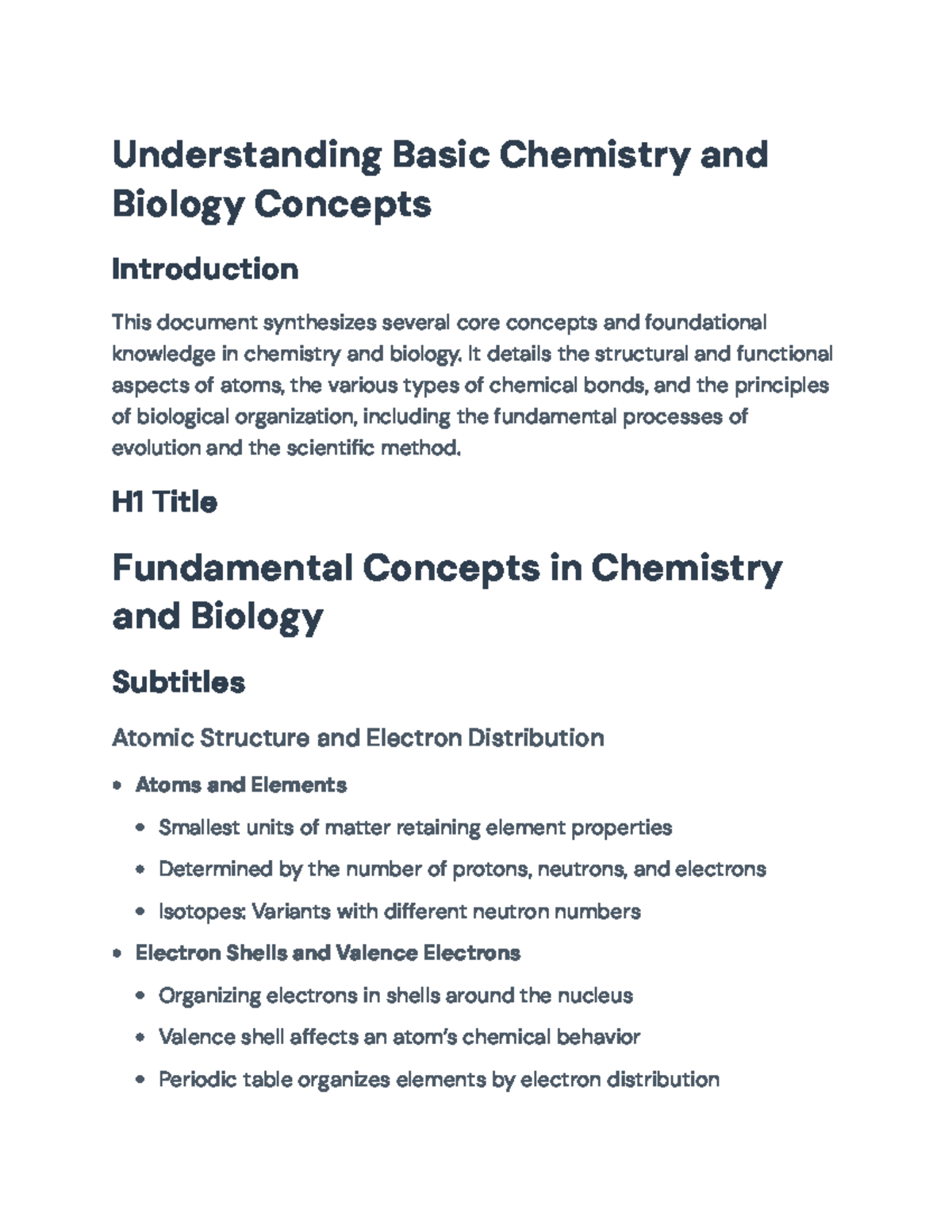 Fundamental Concepts in Chemistry and Biology (Course Code: BIOCHEM 101 ...