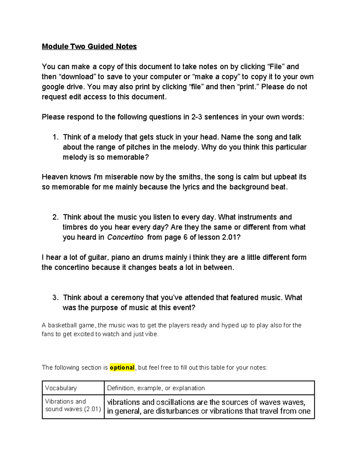 Mo TW v25 Guided Notes: Exploring Melody & Sound Concepts in Module 2 ...