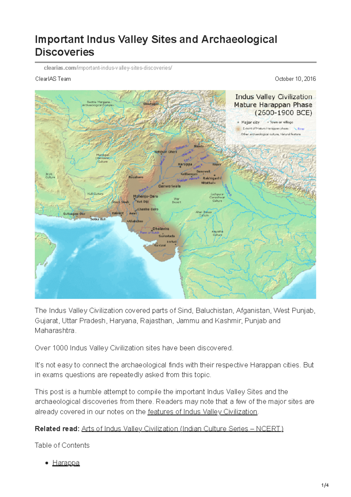 Clearias.com-Important Indus Valley Sites and Archaeological ...