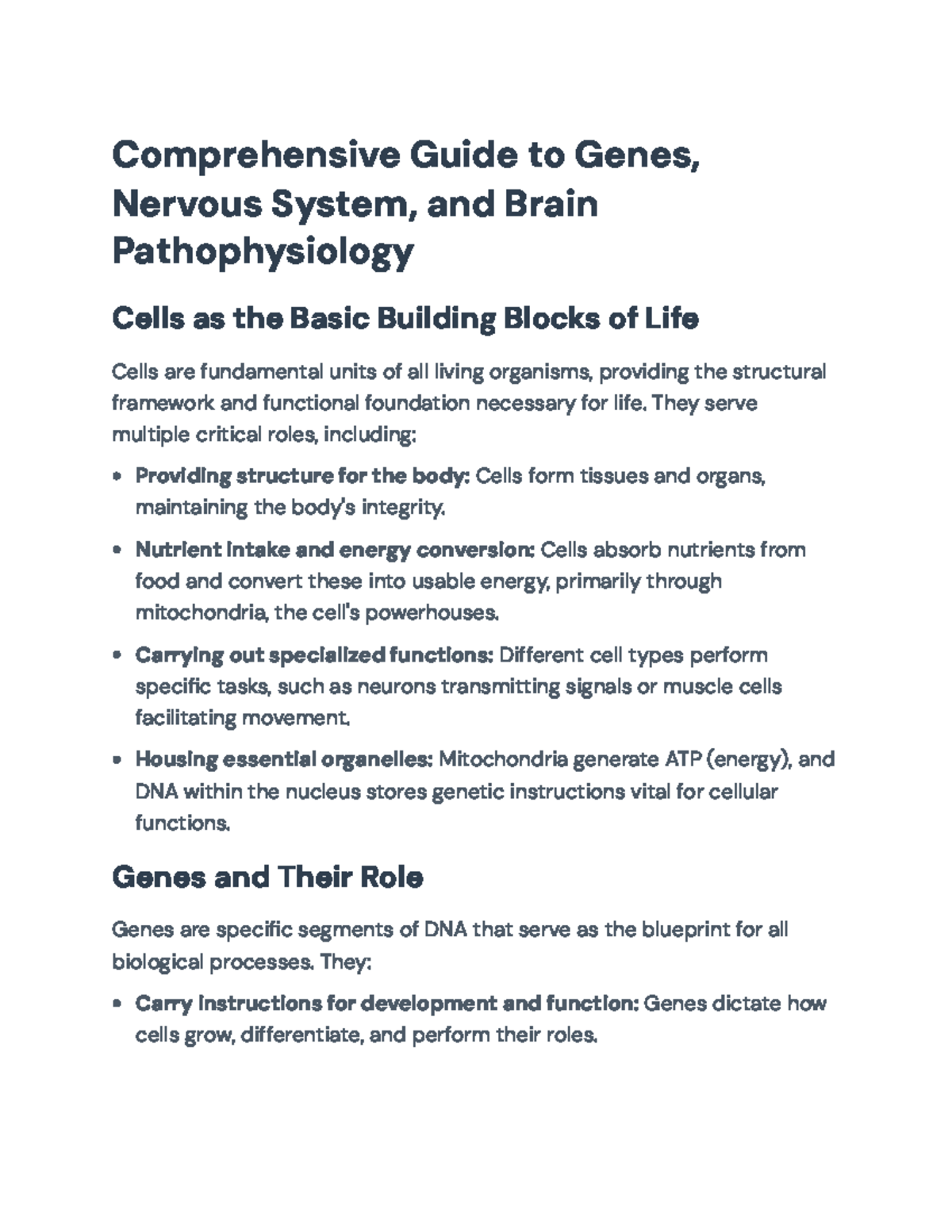 Comprehensive Guide on Genes, Nervous System & Brain Pathophysiology ...