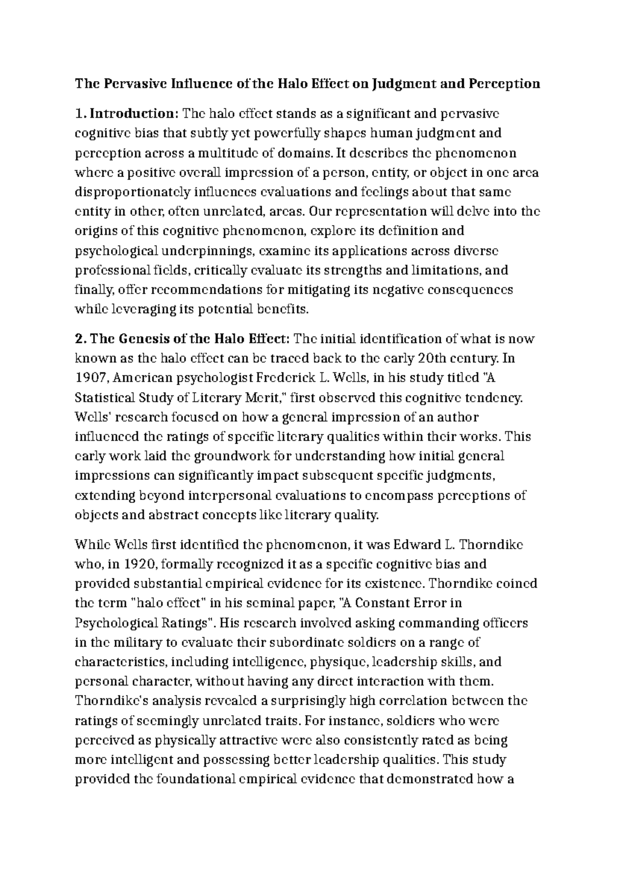 The Halo Effect: Understanding Its Impact on Judgment and Perception ...