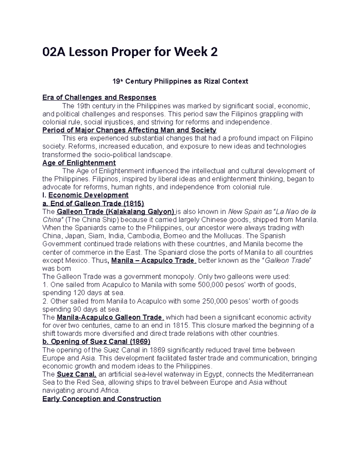 02A Lesson Proper for Week 2: 19th Century Philippines and Rizal's ...