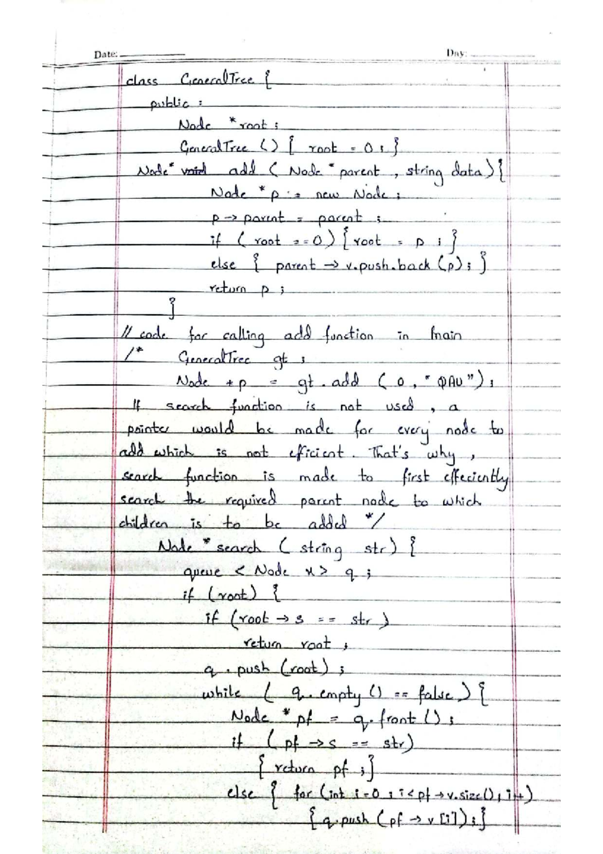 GeneralTree Class Notes: Vectors and Node Management - Studocu