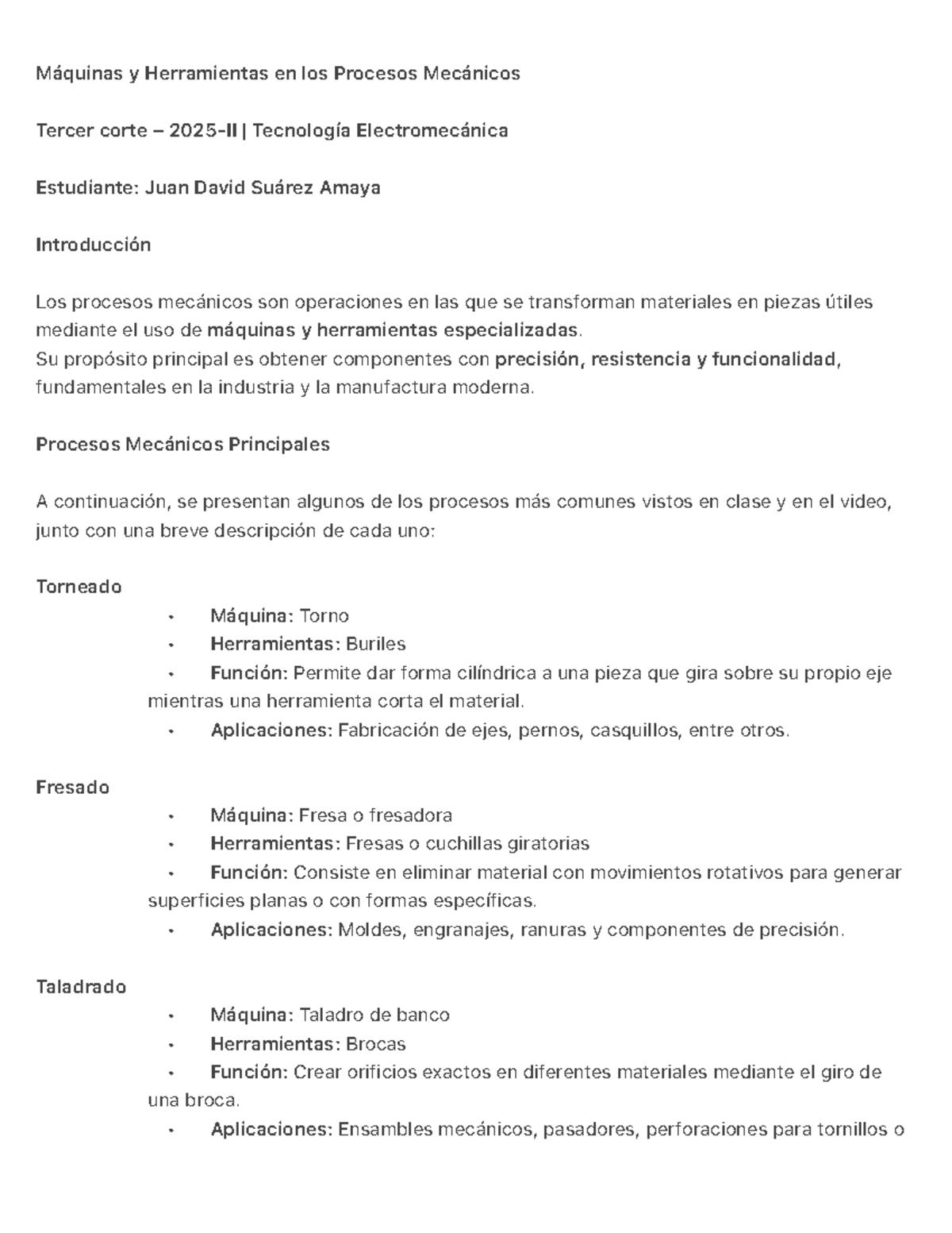 Máquinas y Herramientas en Procesos Mecánicos - Tercer Corte TEC 2023 ...