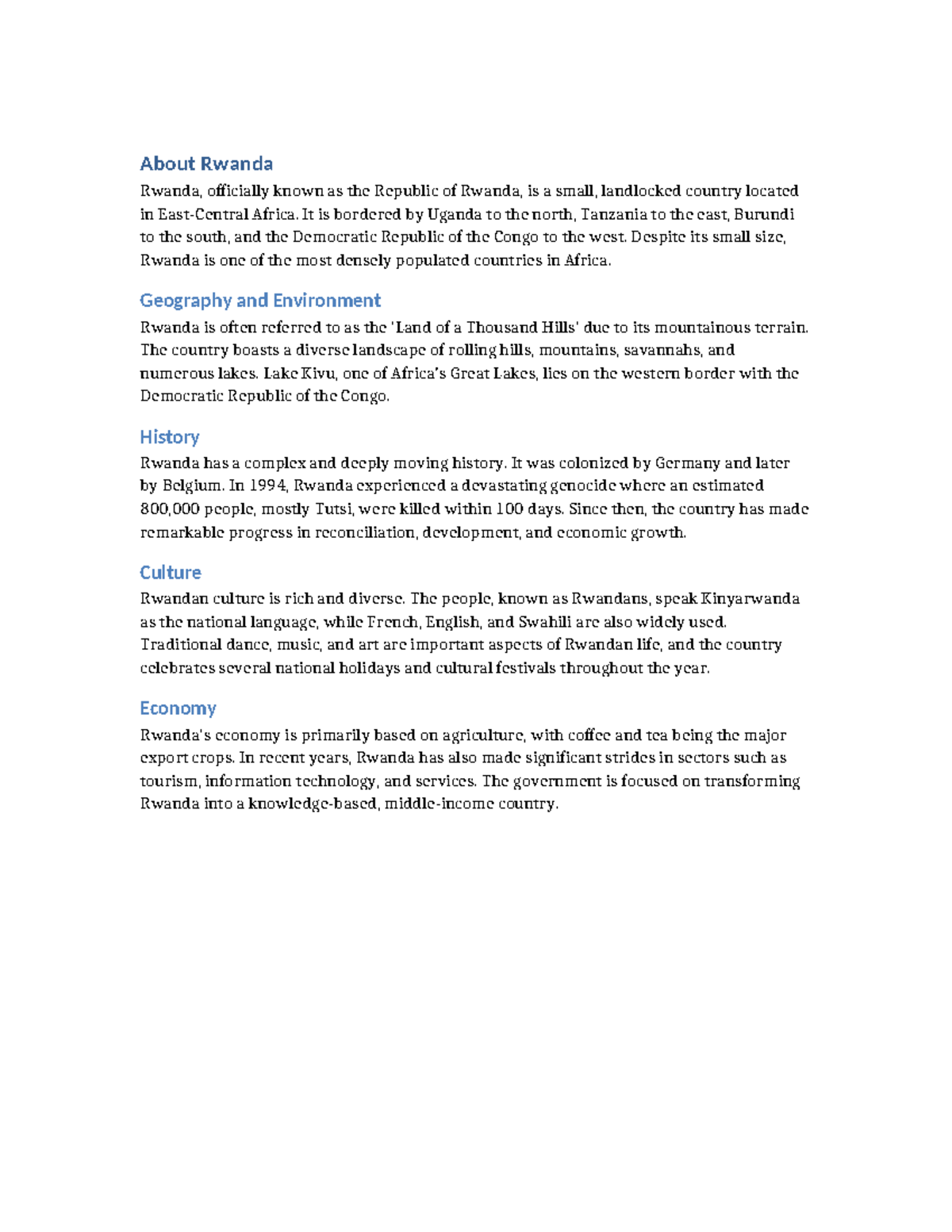 Rwanda Overview: Geography, History, Culture, and Economy Insights ...