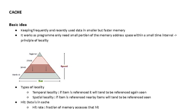CS2100 Revision Notes: Cache Memory & Pipelining Concepts - Studocu
