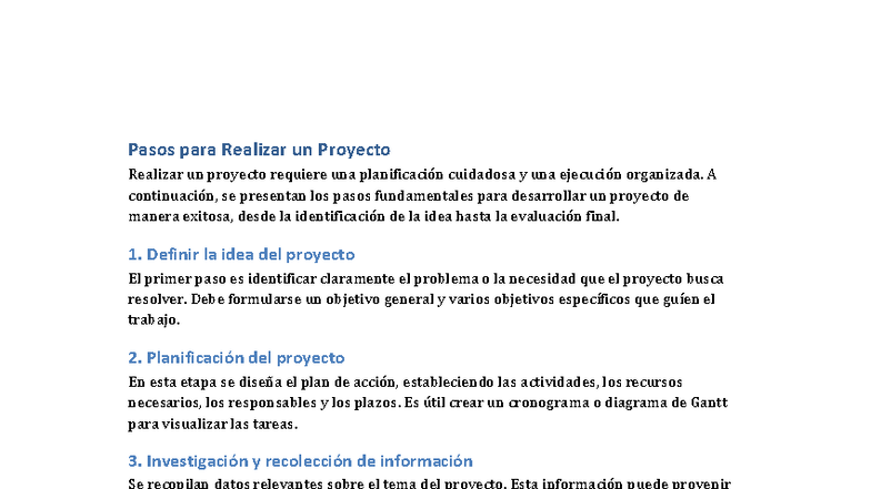 Pasos Clave para Realizar un Proyecto Exitoso - Studocu