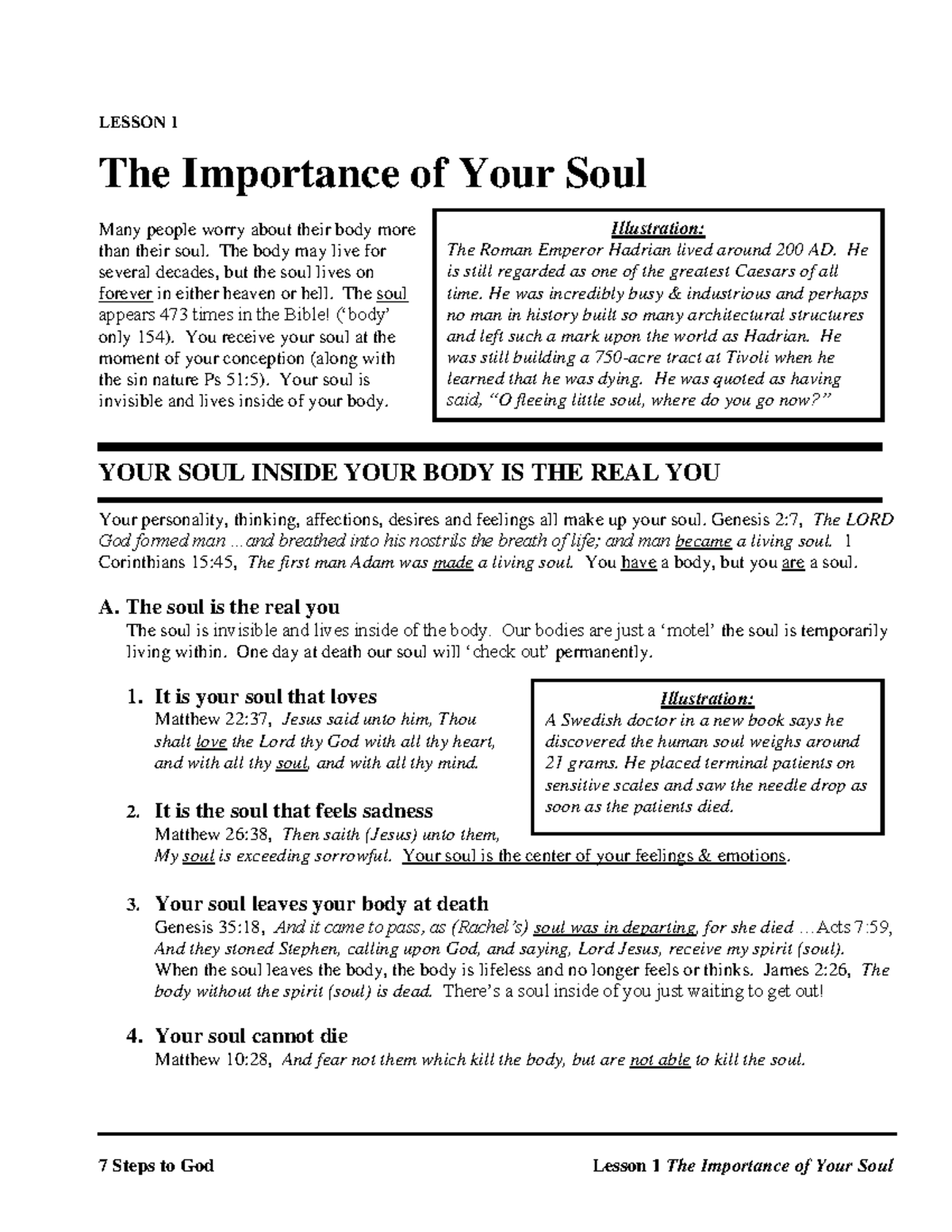 7 Steps to God: Lesson 1 - The Significance of Your Soul - Studocu