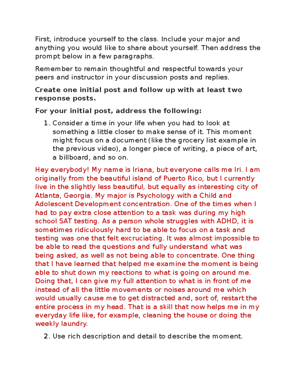 Module 1 Discussion Assignment- ENG 1 - First, introduce yourself to ...