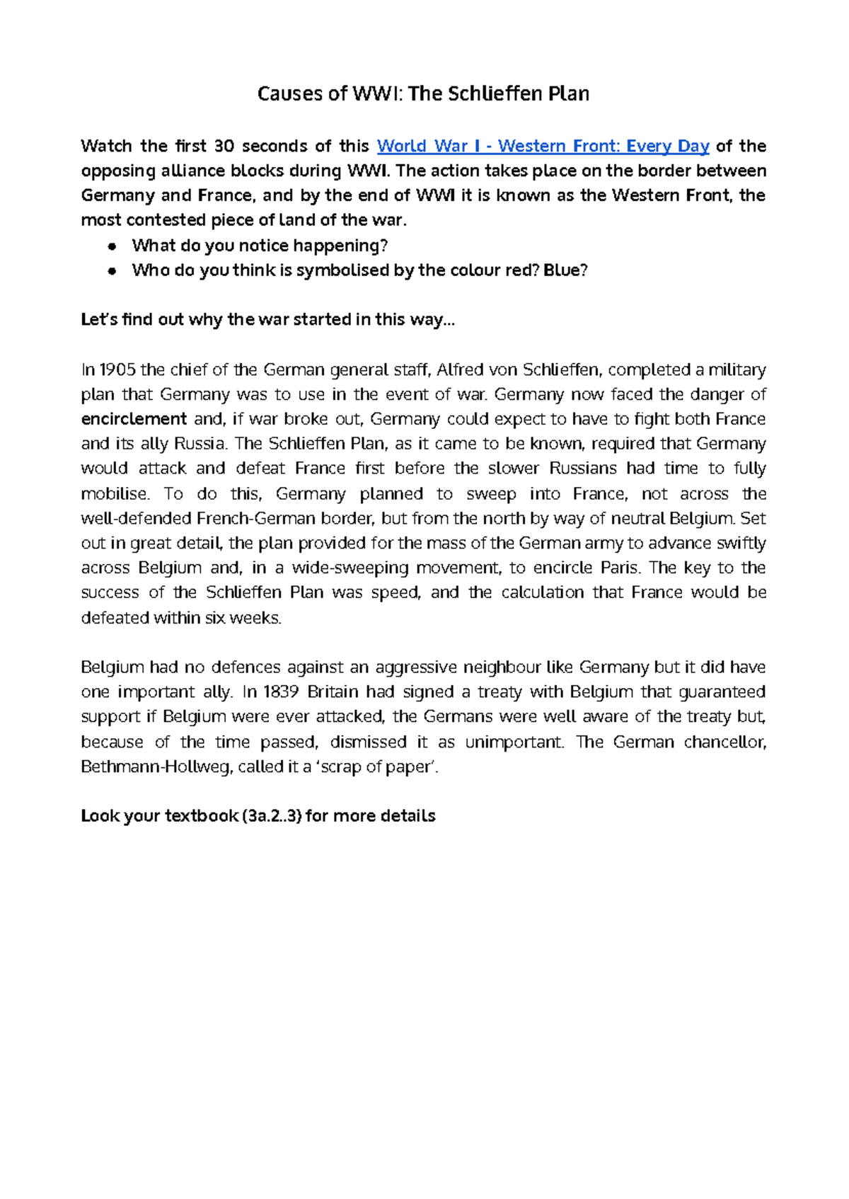 The Schlieffen Plan: Causes of WWI Explained (HIST 101) - Studocu