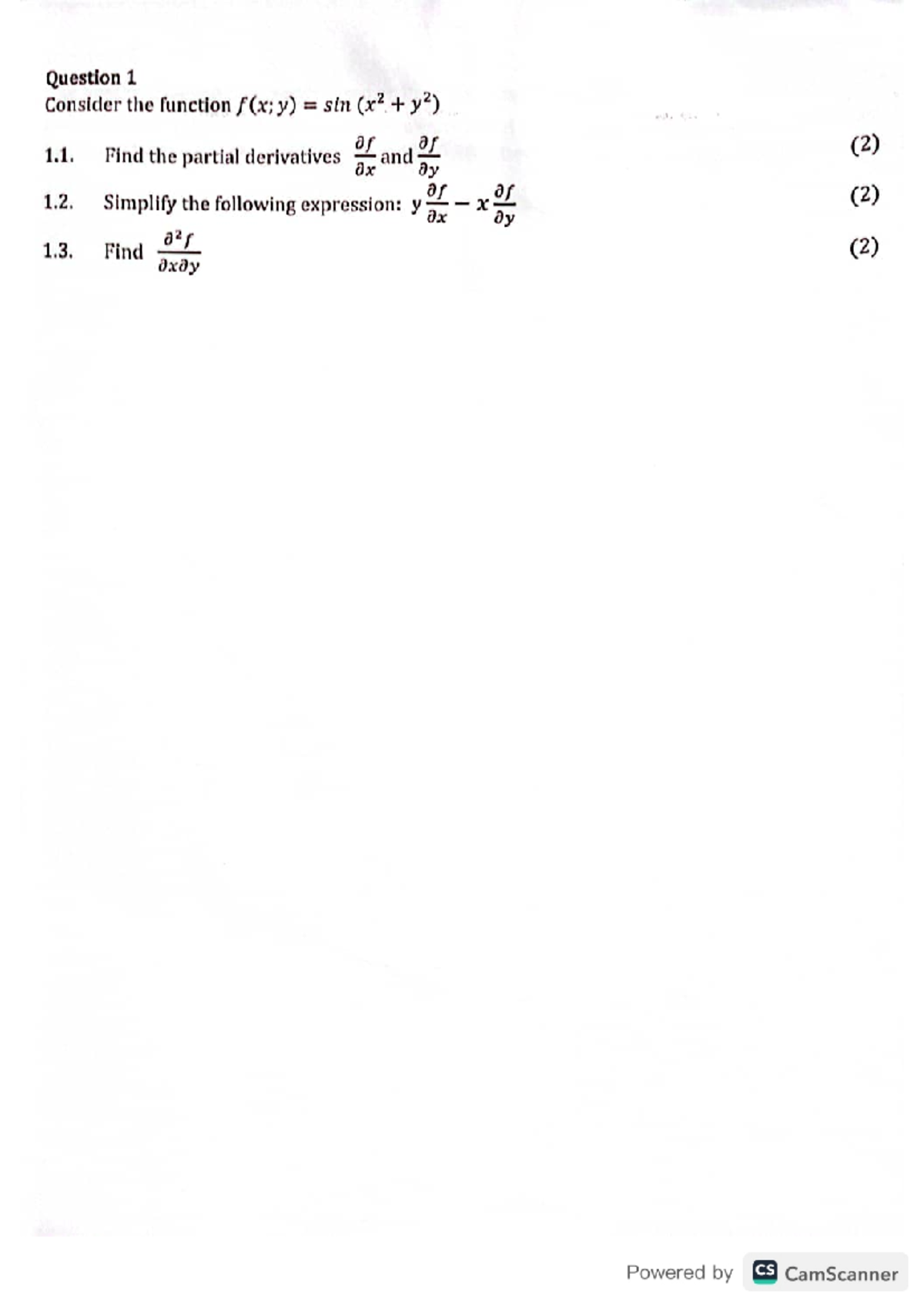 Maths 1B Test 2 2023: Partial Derivatives, Integrals & Decay Equations ...