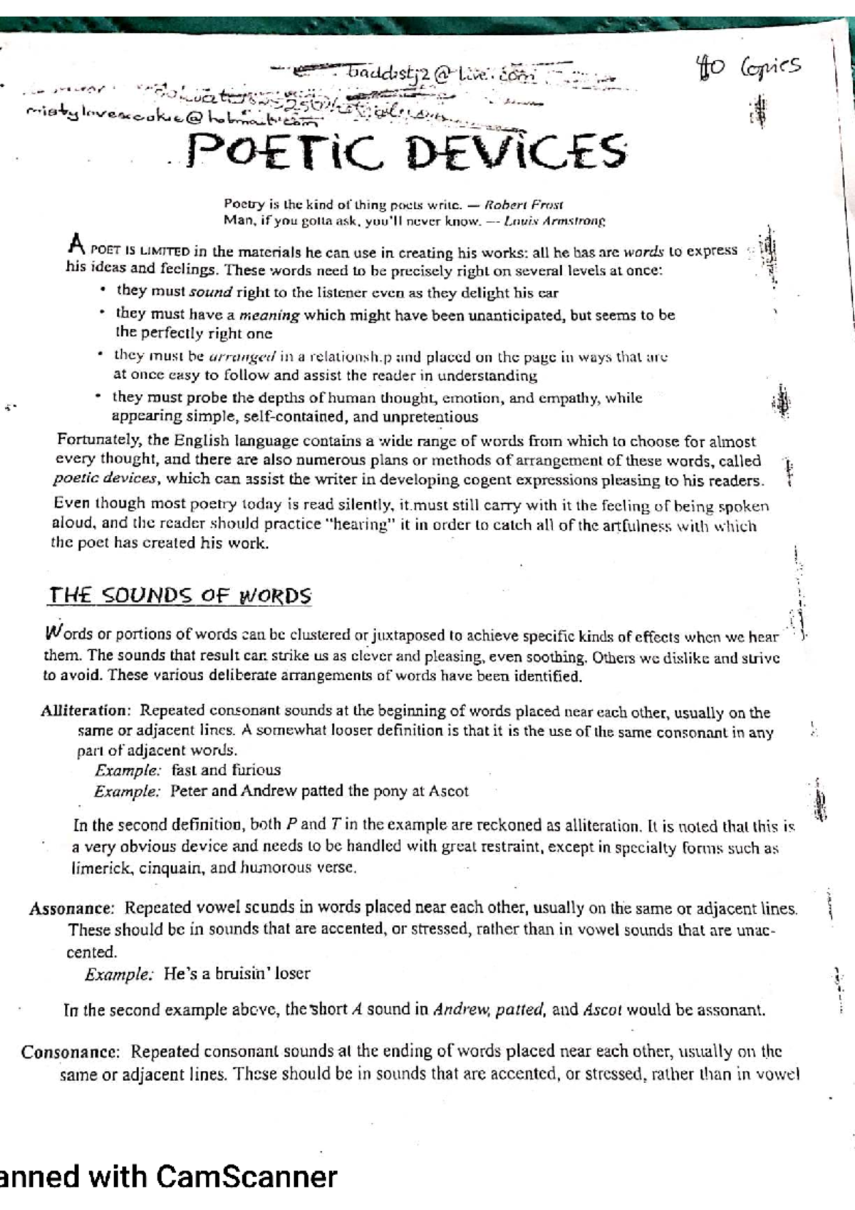 Poetic Devices Overview - Literature Notes (40 Copies) - Studocu