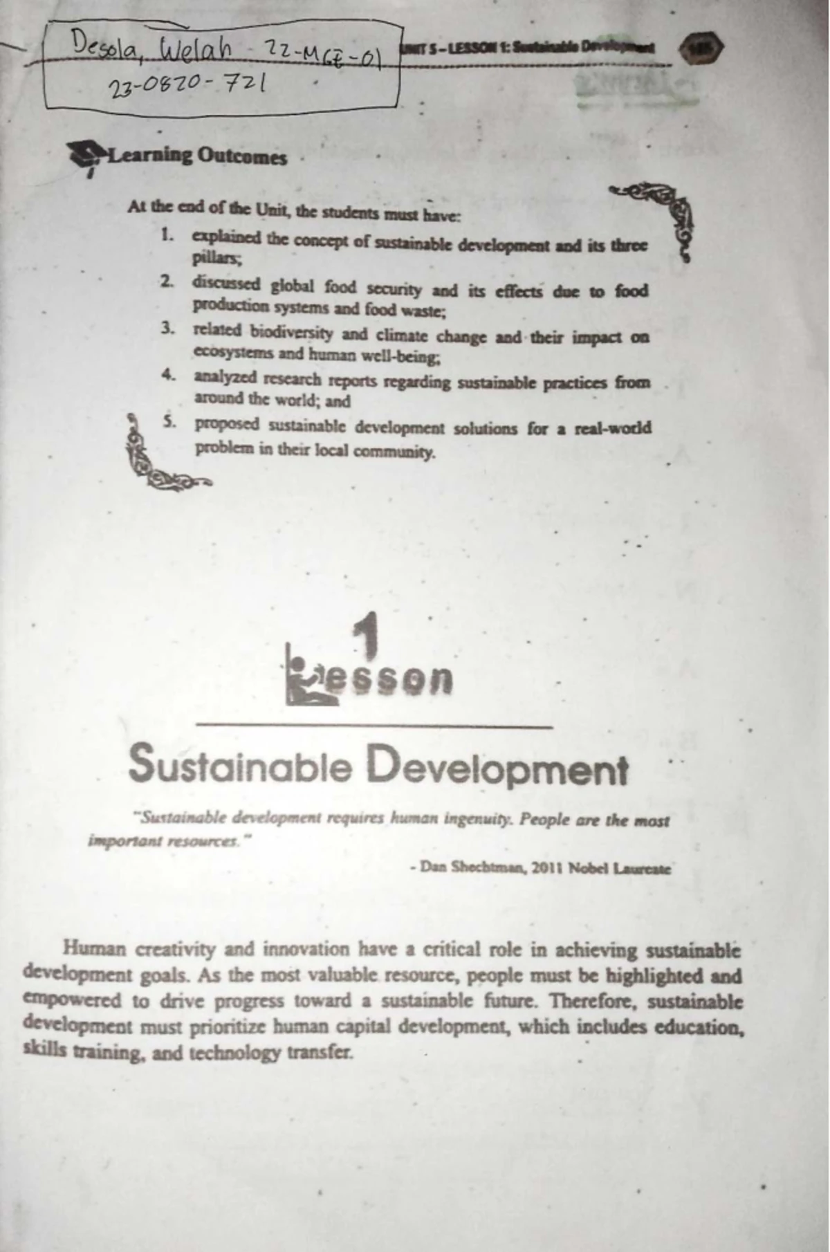 Unit 5-L1-L2: Sustainable Development and Global Food Security Insights ...