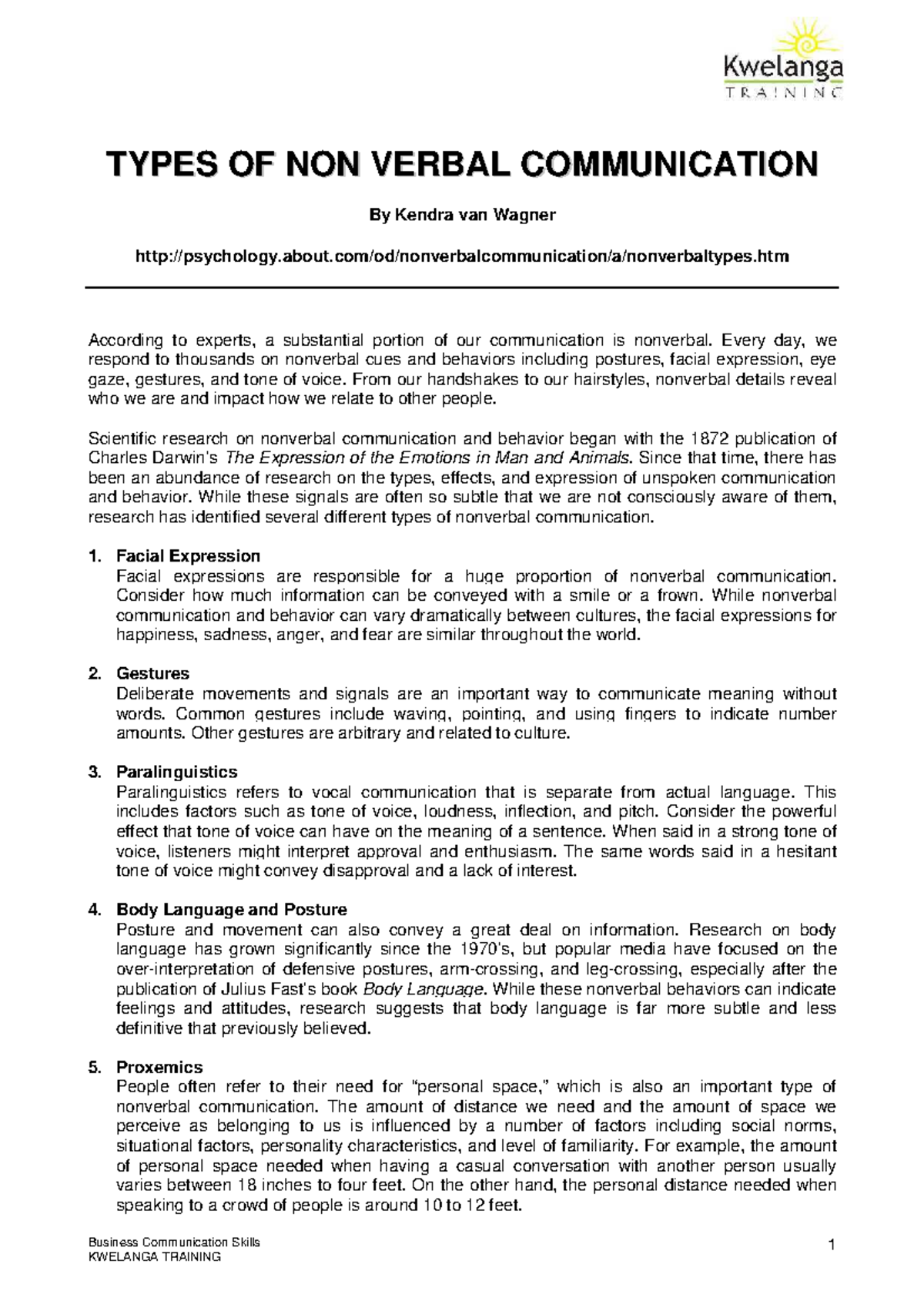 Types of Non Verbal Communication - Business Communication Skills ...