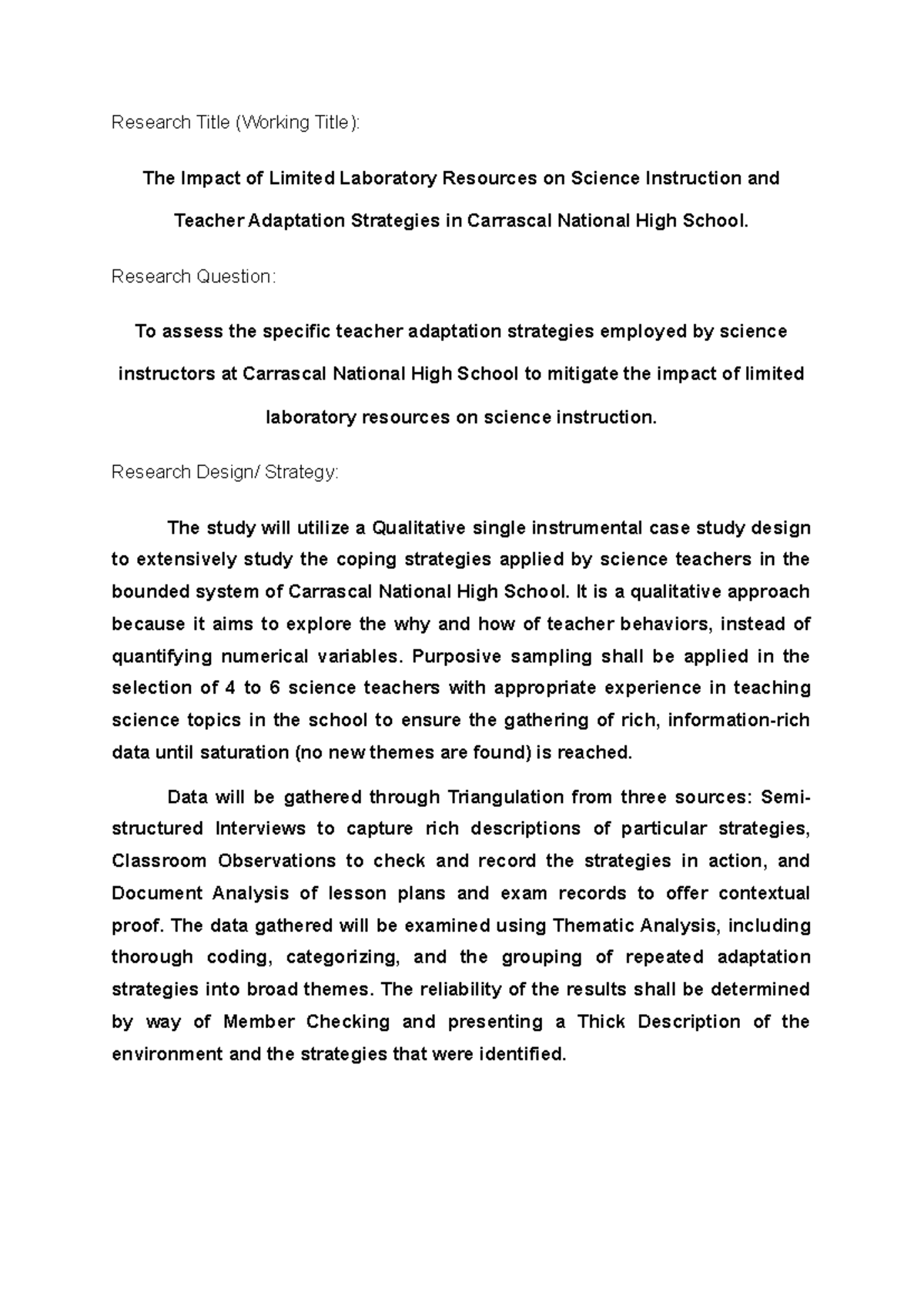 The Impact of Limited Lab Resources on Science Teaching Strategies (RRL ...