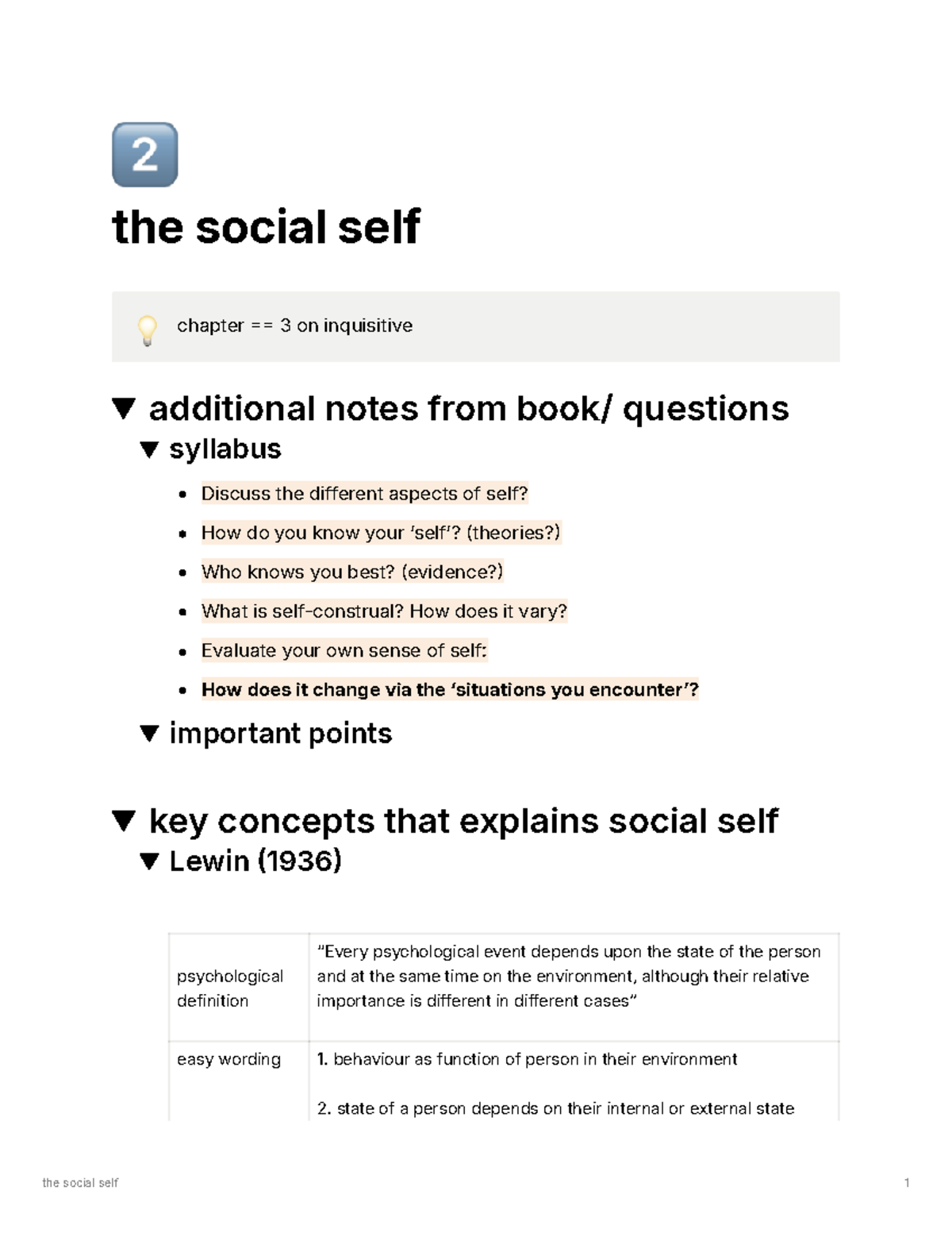PSYC2212 social self - 󾠯 the social self 💡 chapter 3 on inquisitive ...