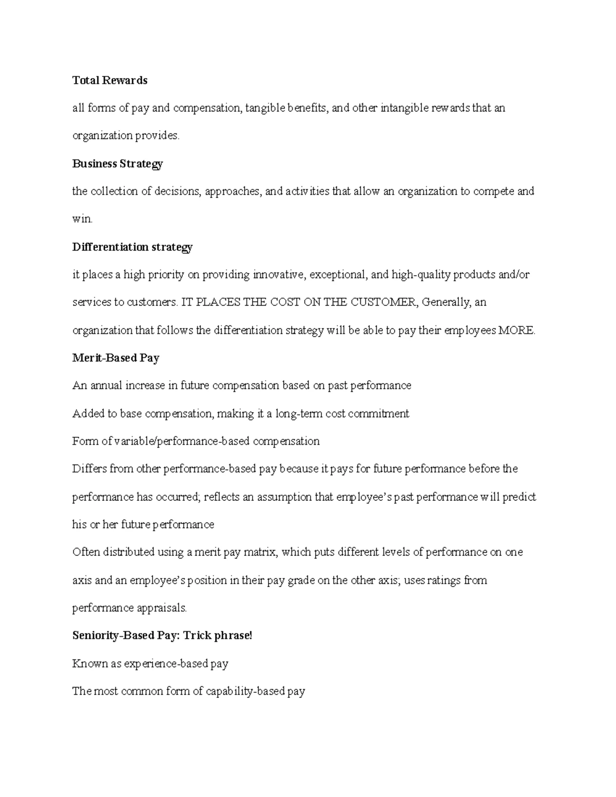 C236 Study Guide - Total Rewards all forms of pay and compensation ...