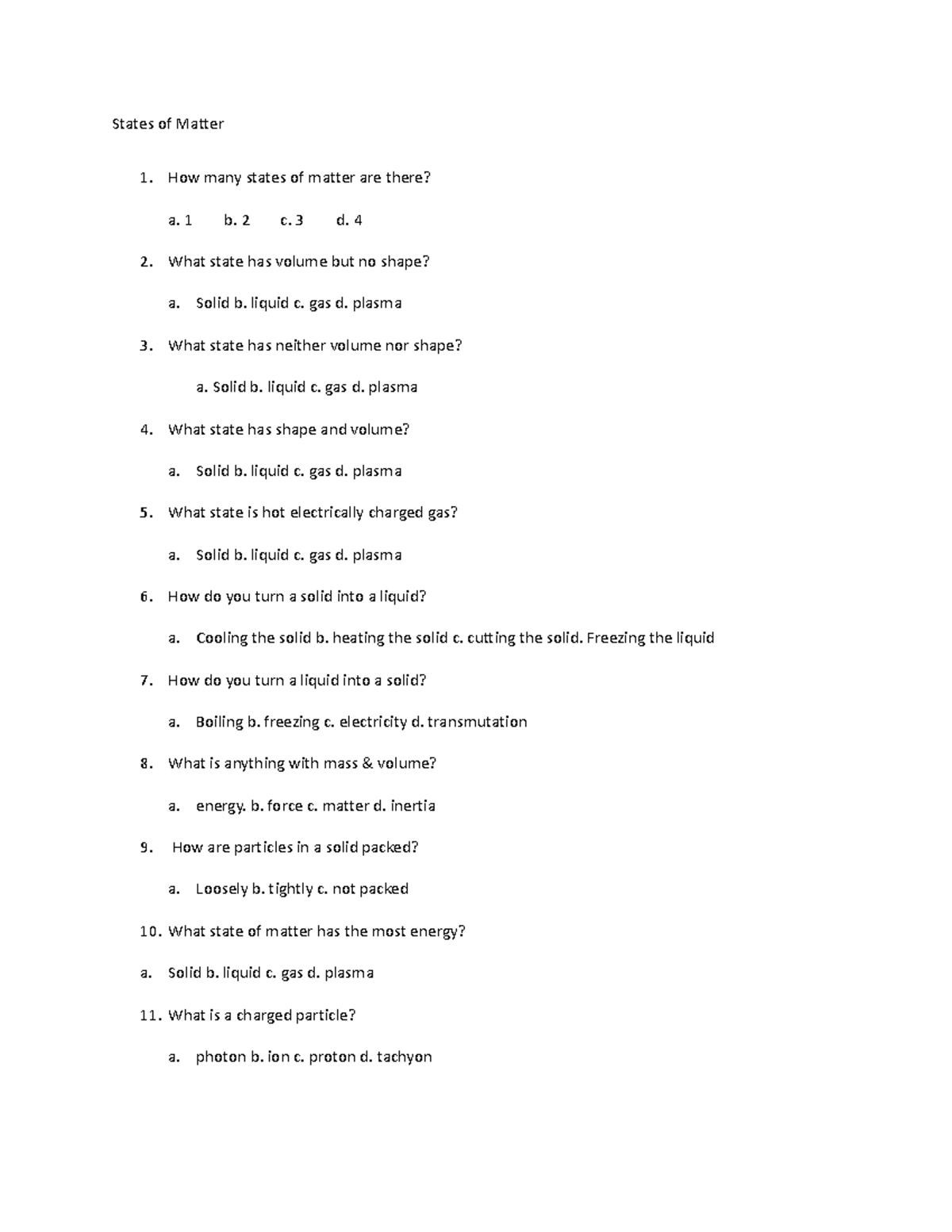 States of Matter - Test 2: 30 Easy Multiple Choice Questions - Studocu